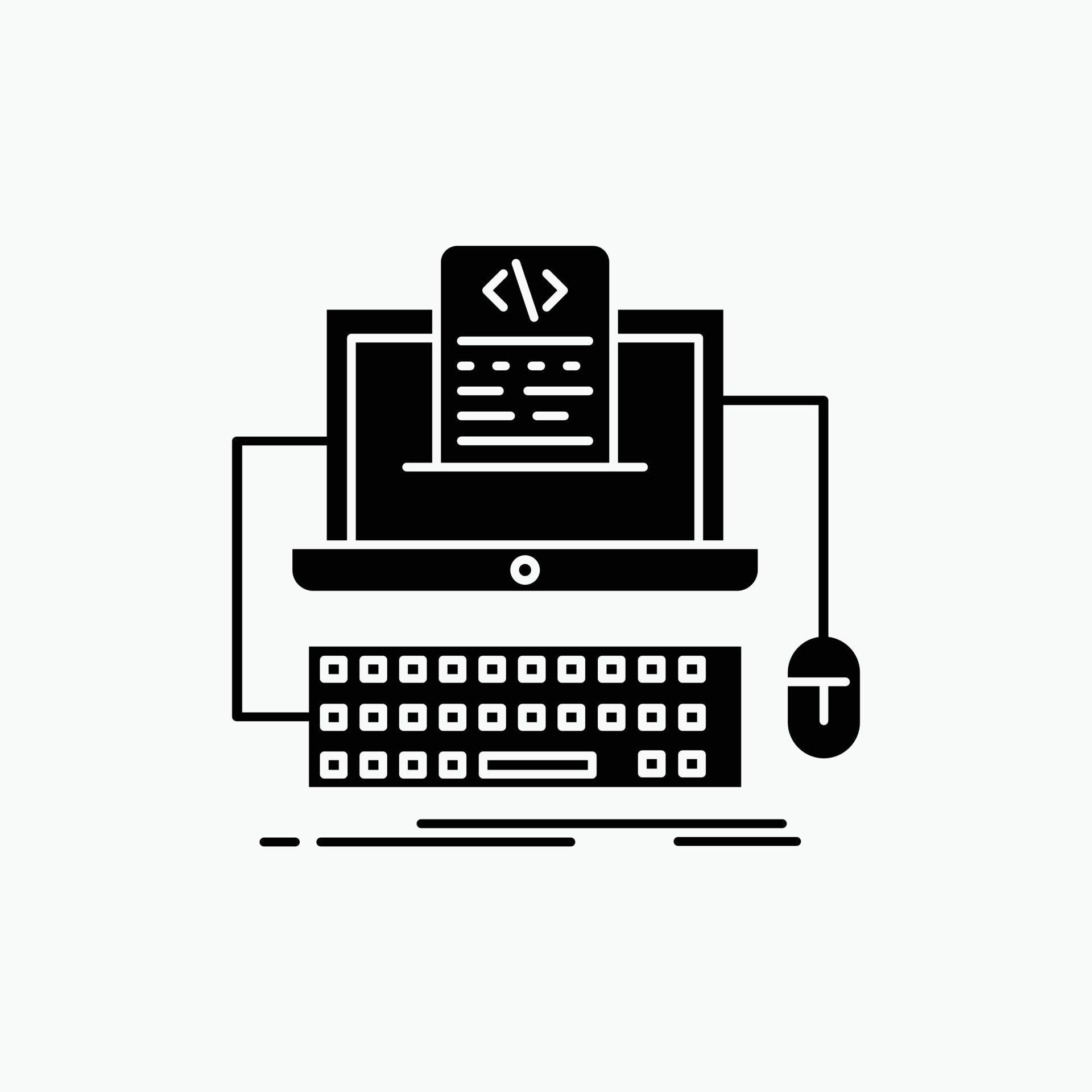 Code. coding. computer. monoblock. screen Glyph Icon. Vector isolated illustration 13006151 ...