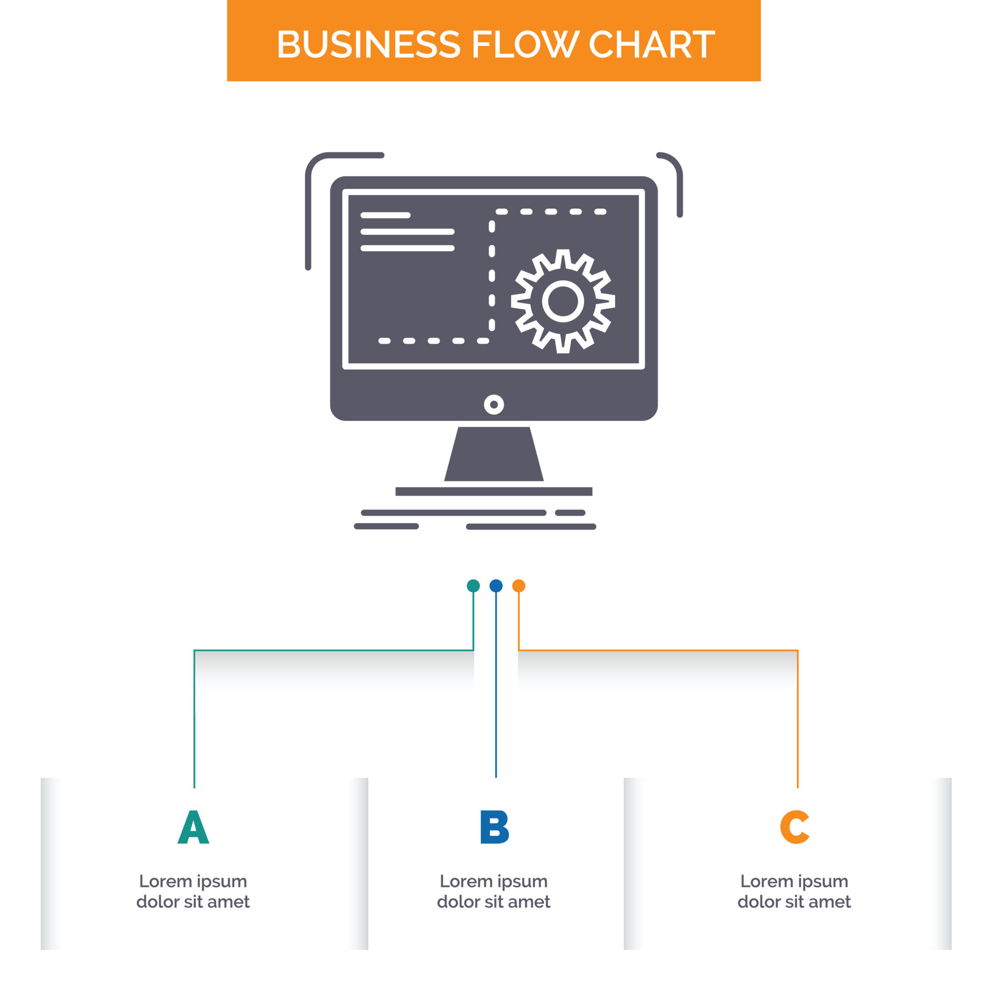 Command. computer. function. process. progress Business Flow Chart Design with 3 Steps. Glyph ...