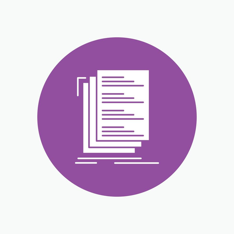 Code Coding Compile Files List White Glyph Icon In Circle Vector Button Illustration
