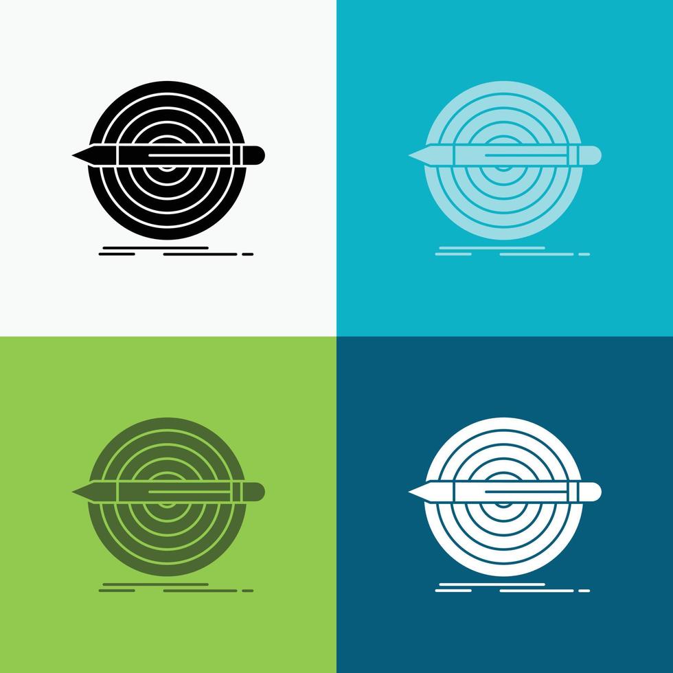 Design. goal. pencil. set. target Icon Over Various Background. glyph ...