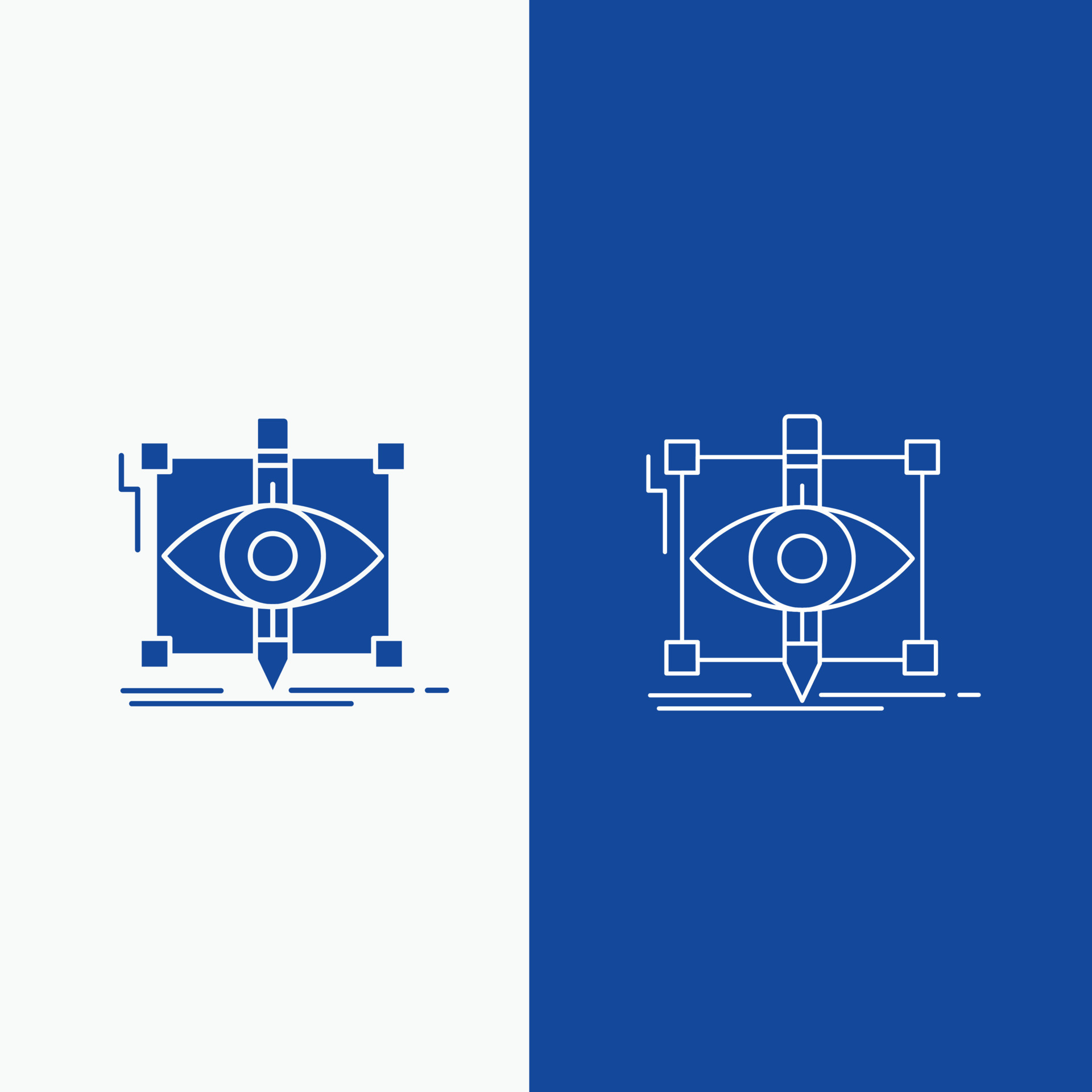 Design Draft Sketch Sketching Visual Line And Glyph Web Button In Blue Color Vertical Banner