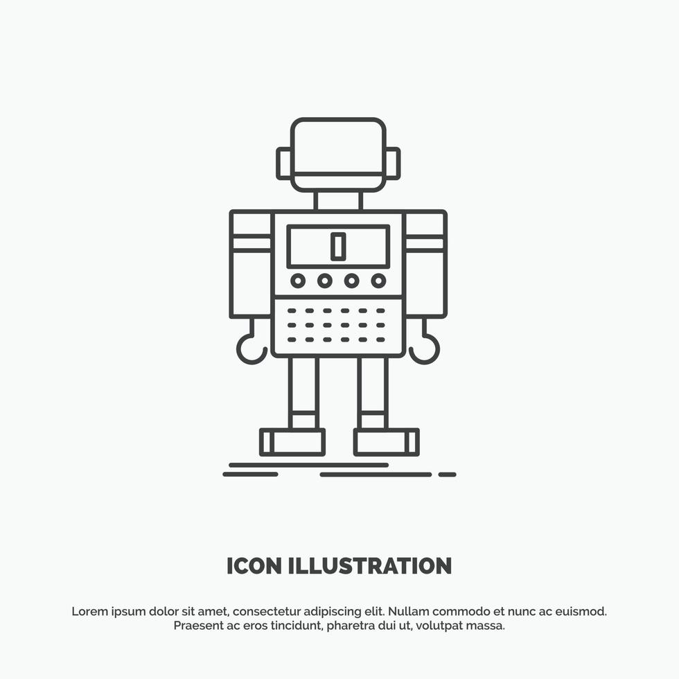 Autonomous Machine Robot Robotic Technology Icon Line Vector Gray Symbol For Ui And Ux