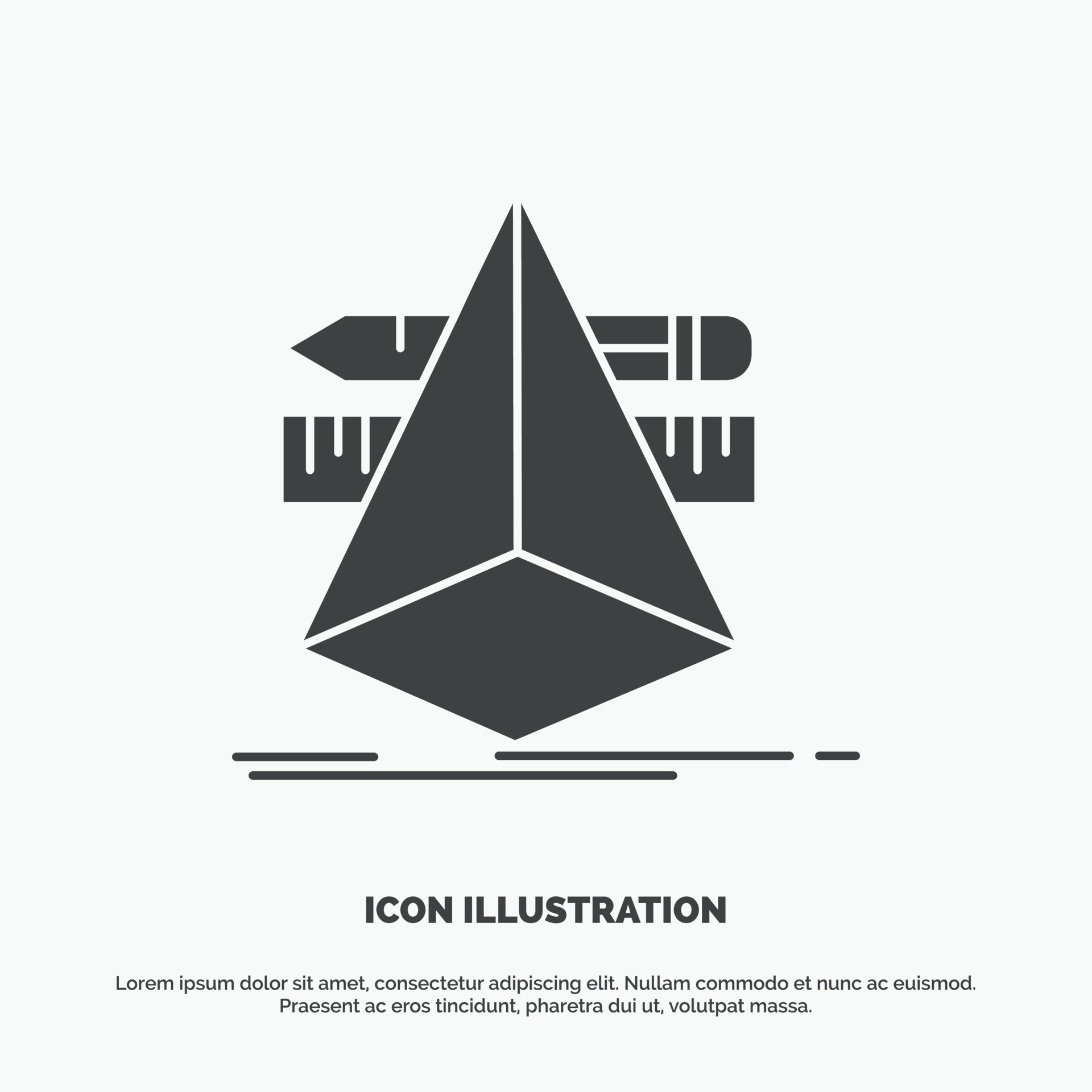 3d. design. designer. sketch. tools Icon. glyph vector gray symbol for UI and UX. website or ...