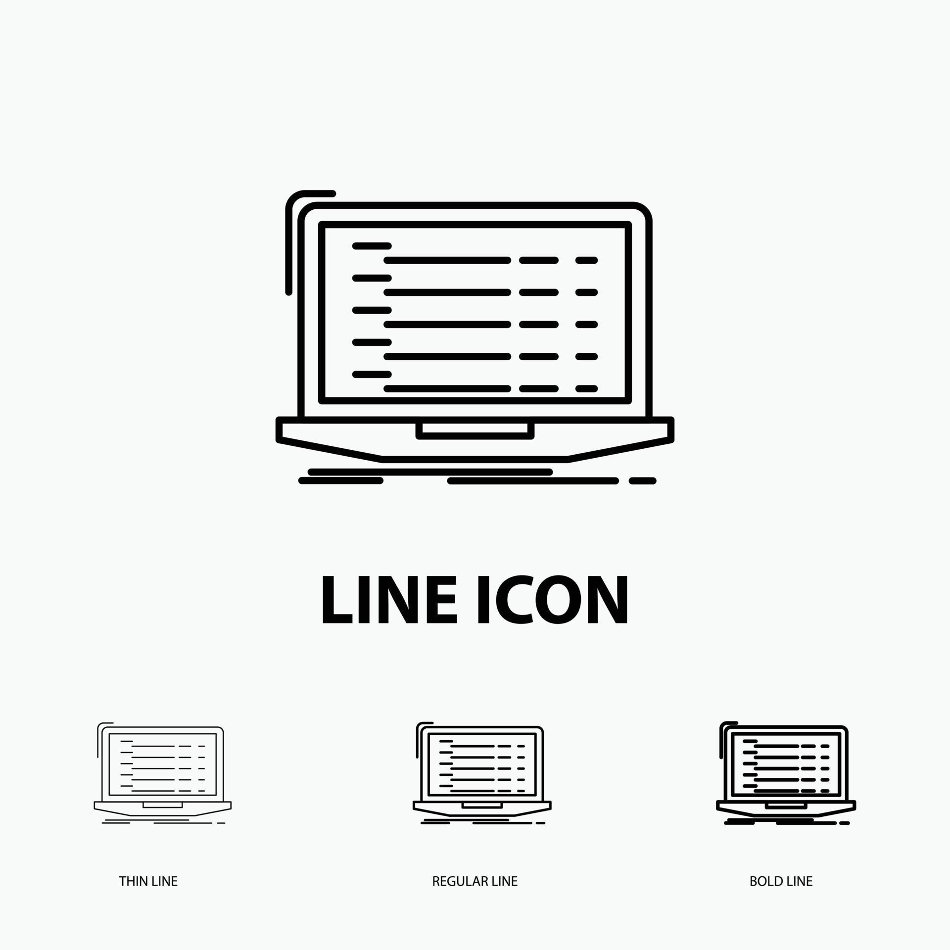 Api App Coding Developer Laptop Icon In Thin Regular And Bold Line