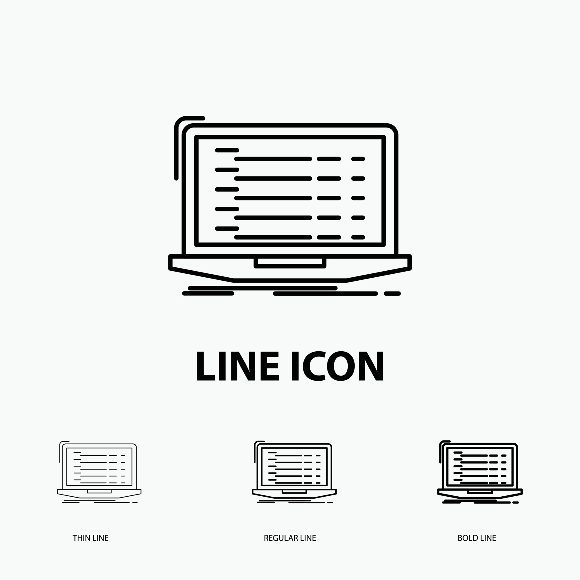 Api App Coding Developer Laptop Icon In Thin Regular And Bold Line Style Vector