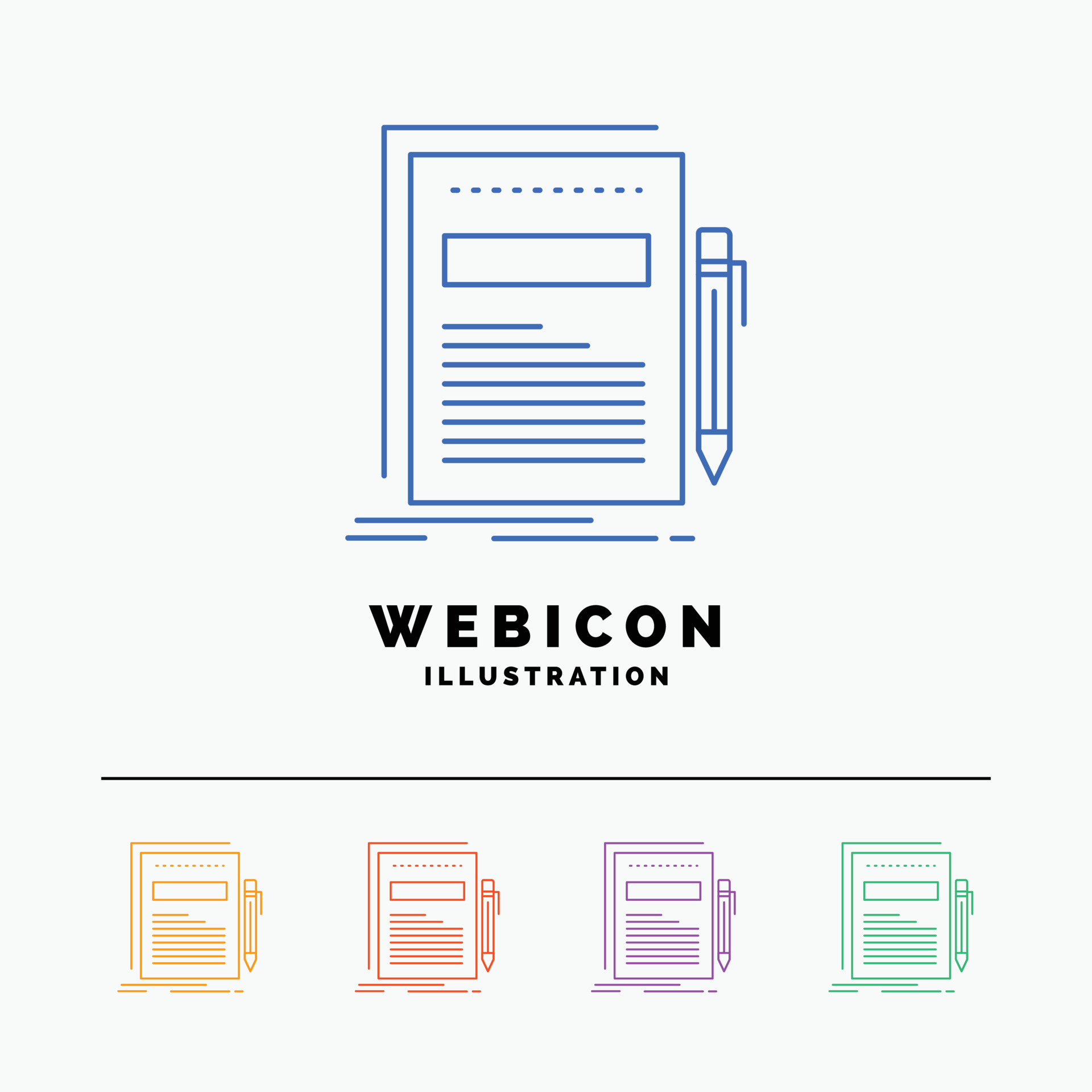 Business Document File Paper Presentation 5 Color Line Web Icon Template Isolated On White