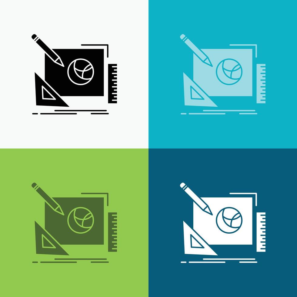 logo. design. creative. idea. design process Icon Over Various Background. glyph style design ...