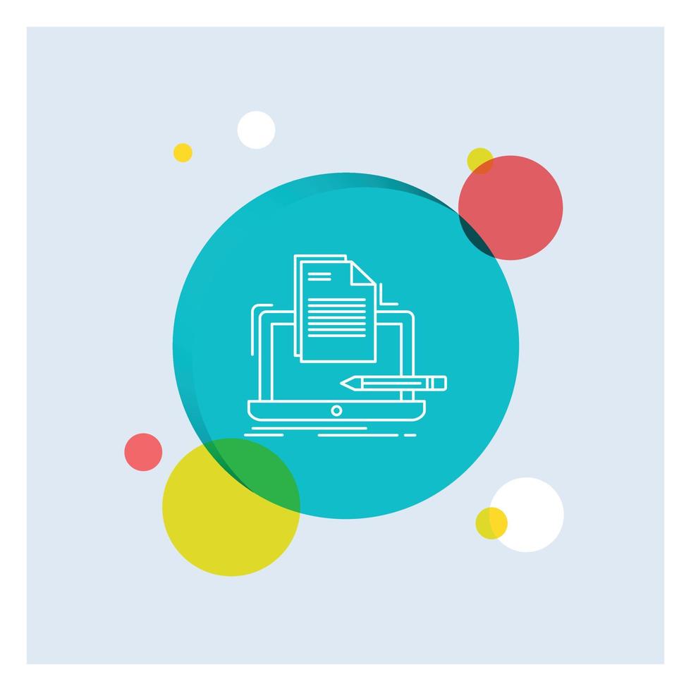 Coder Coding Computer List Paper White Line Icon Colorful Circle Background 13006694 Vector