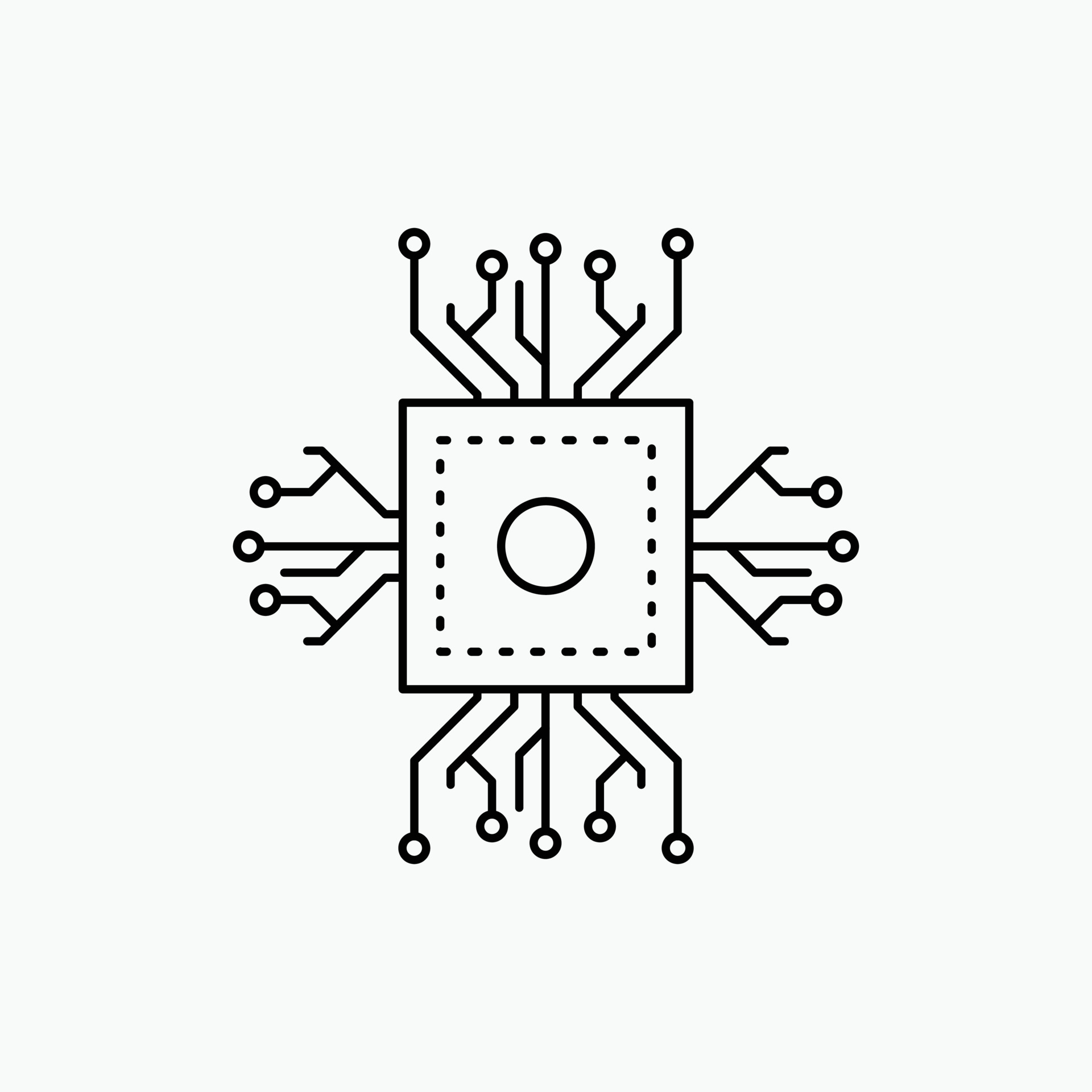 Chip Cpu Microchip Processor Technology Line Icon Vector Isolated Illustration 13006706