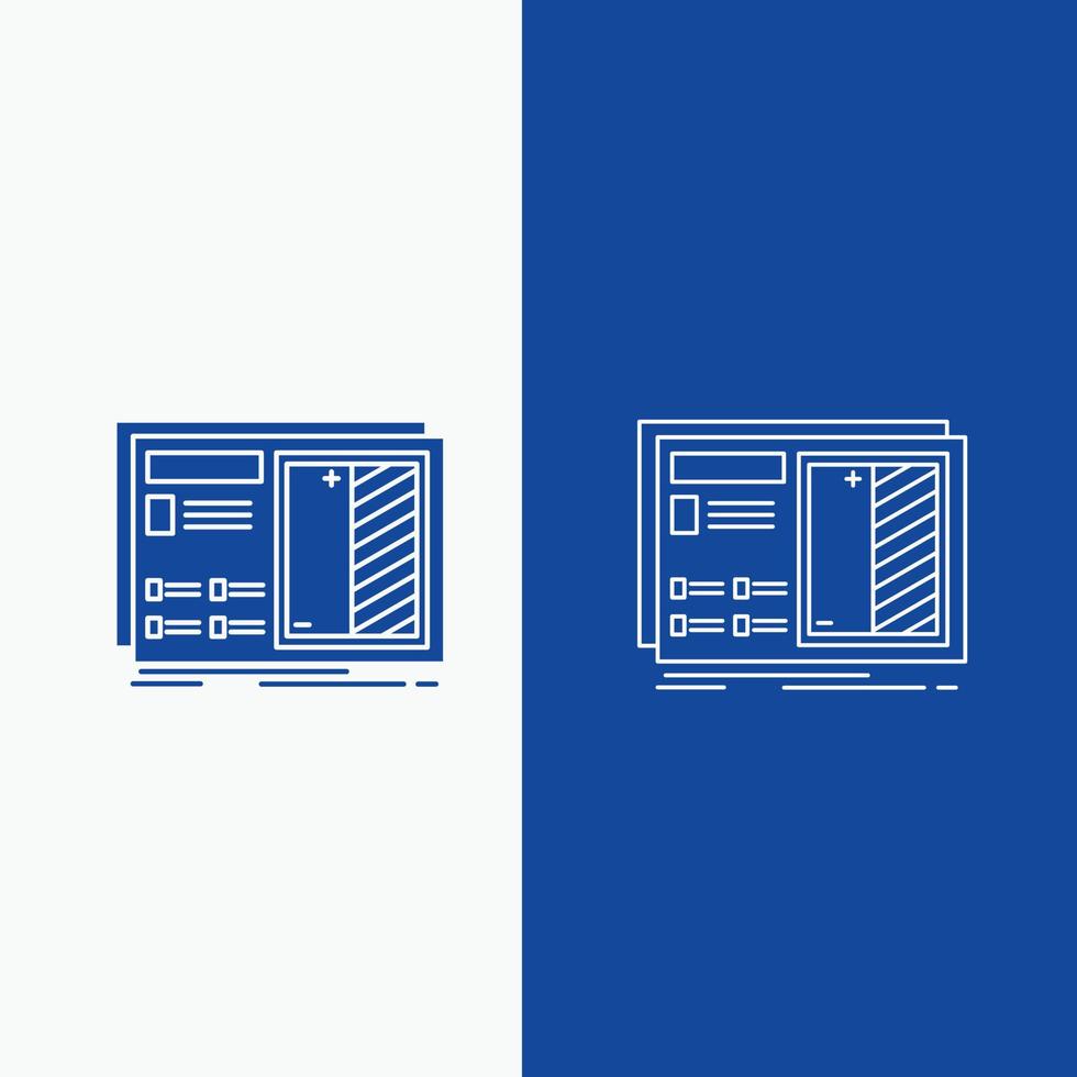 Blueprint Design Drawing Plan Prototype Line And Glyph Web Button In Blue Color Vertical