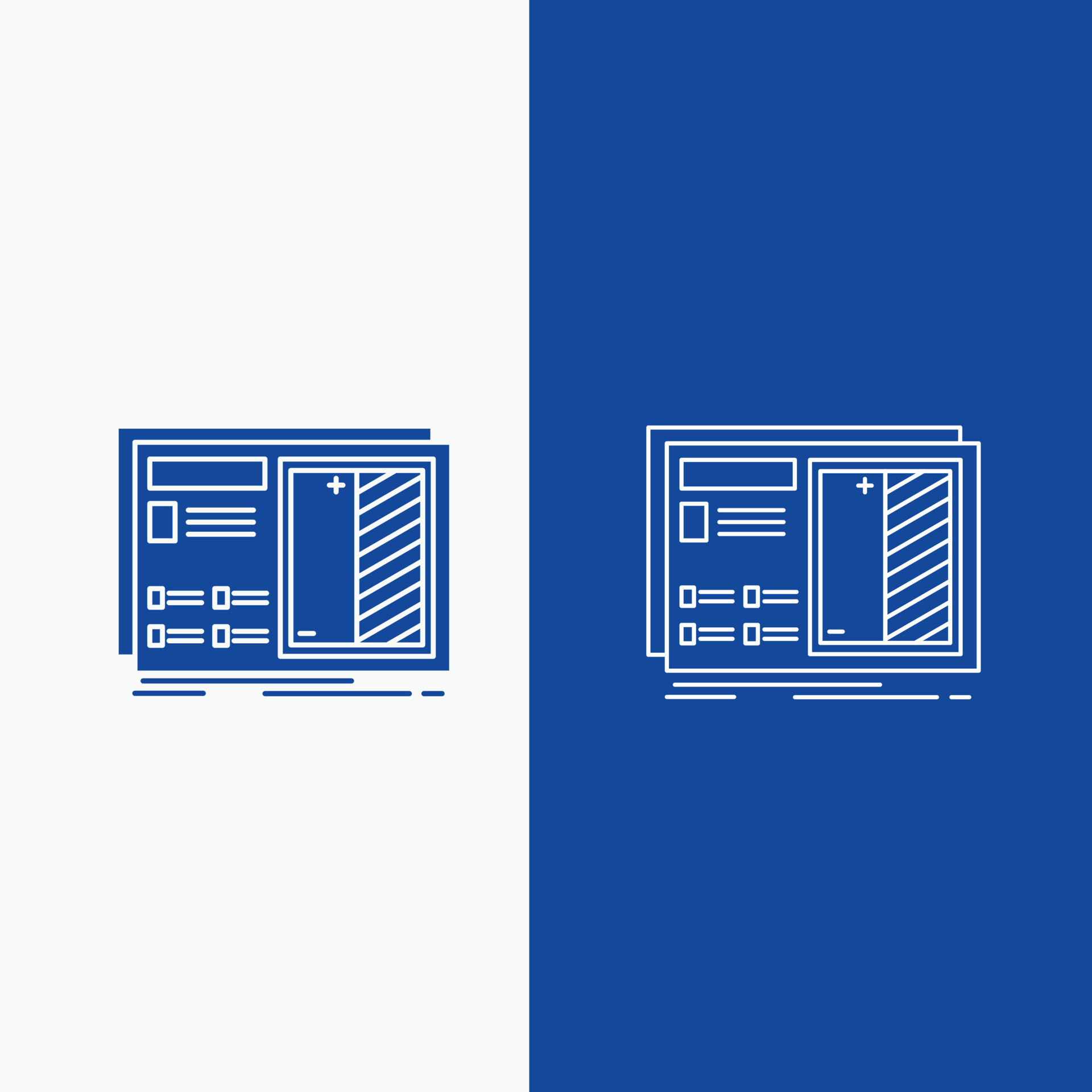 Blueprint. design. drawing. plan. prototype Line and Glyph web Button in Blue color Vertical ...