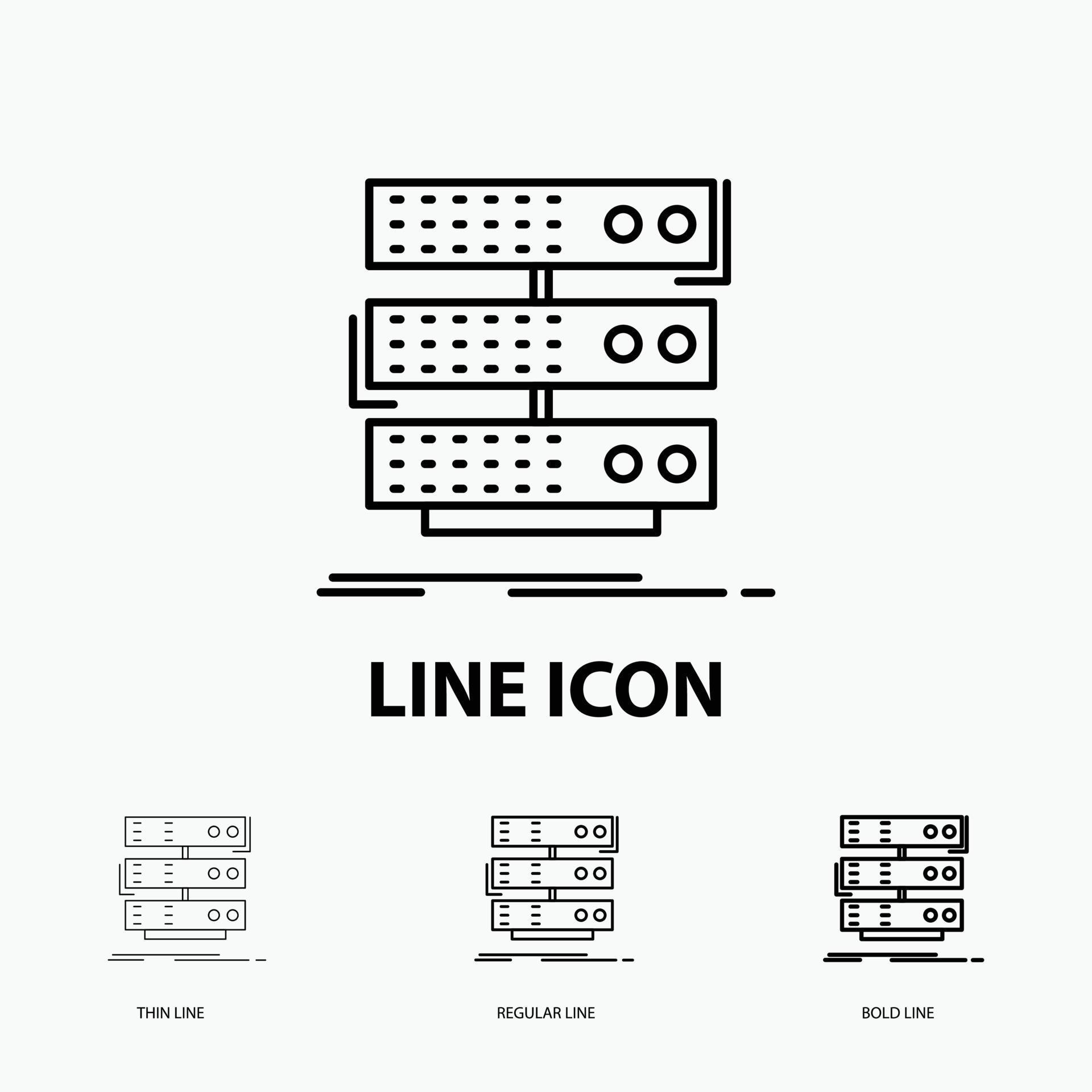 Server Storage Rack Database Data Icon In Thin Regular And Bold Line Style Vector
