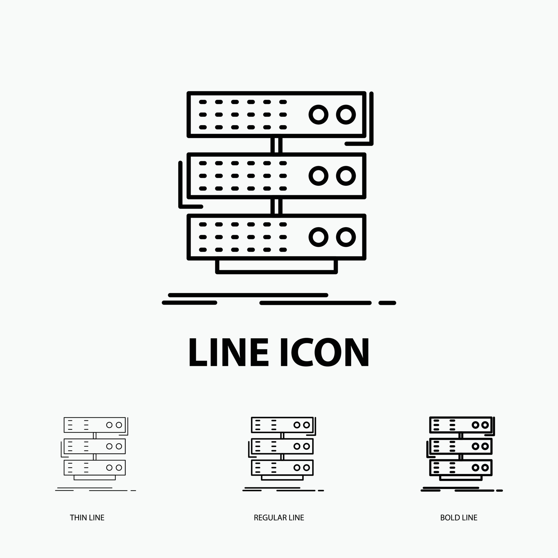 Server Storage Rack Database Data Icon In Thin Regular And Bold Line Style Vector