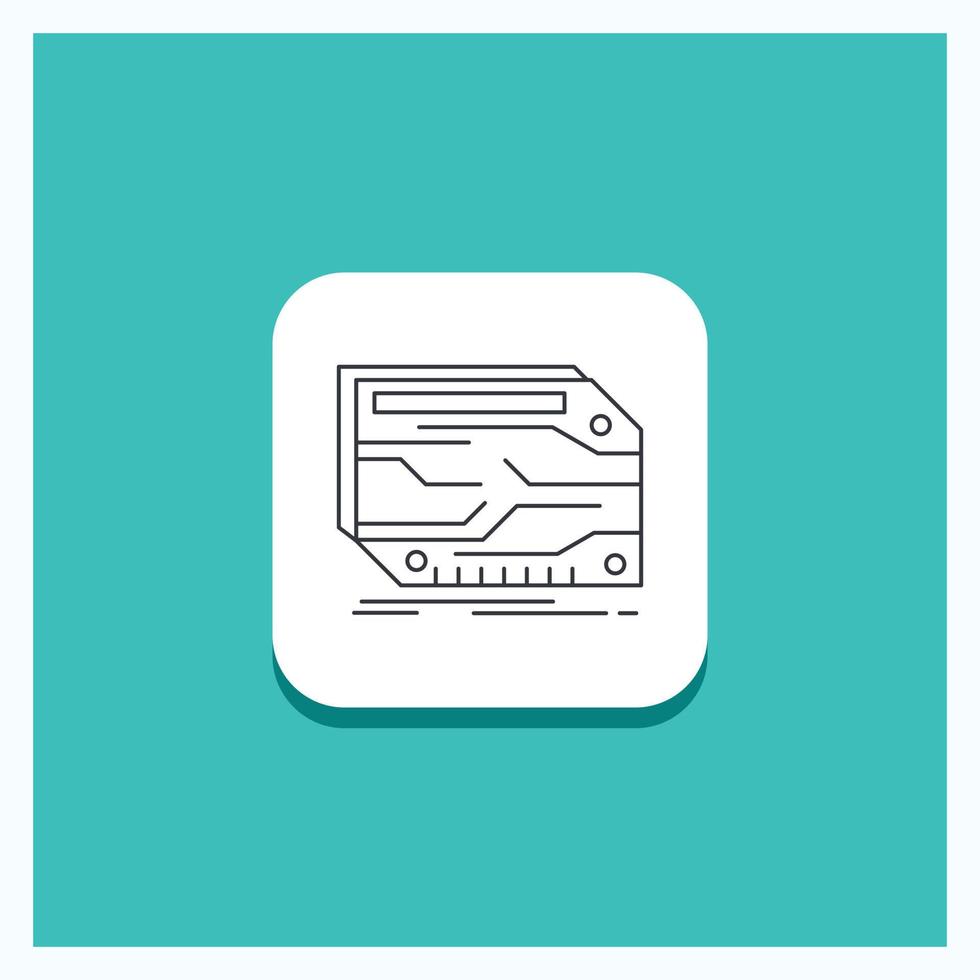 Round Button for card. component. custom. electronic. memory Line icon Turquoise Background ...