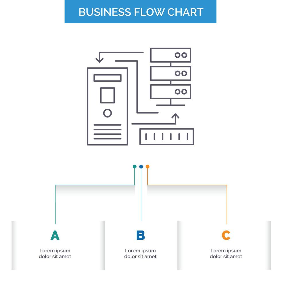 Combination Data Database Electronic Information Business Flow Chart Design With 3 Steps