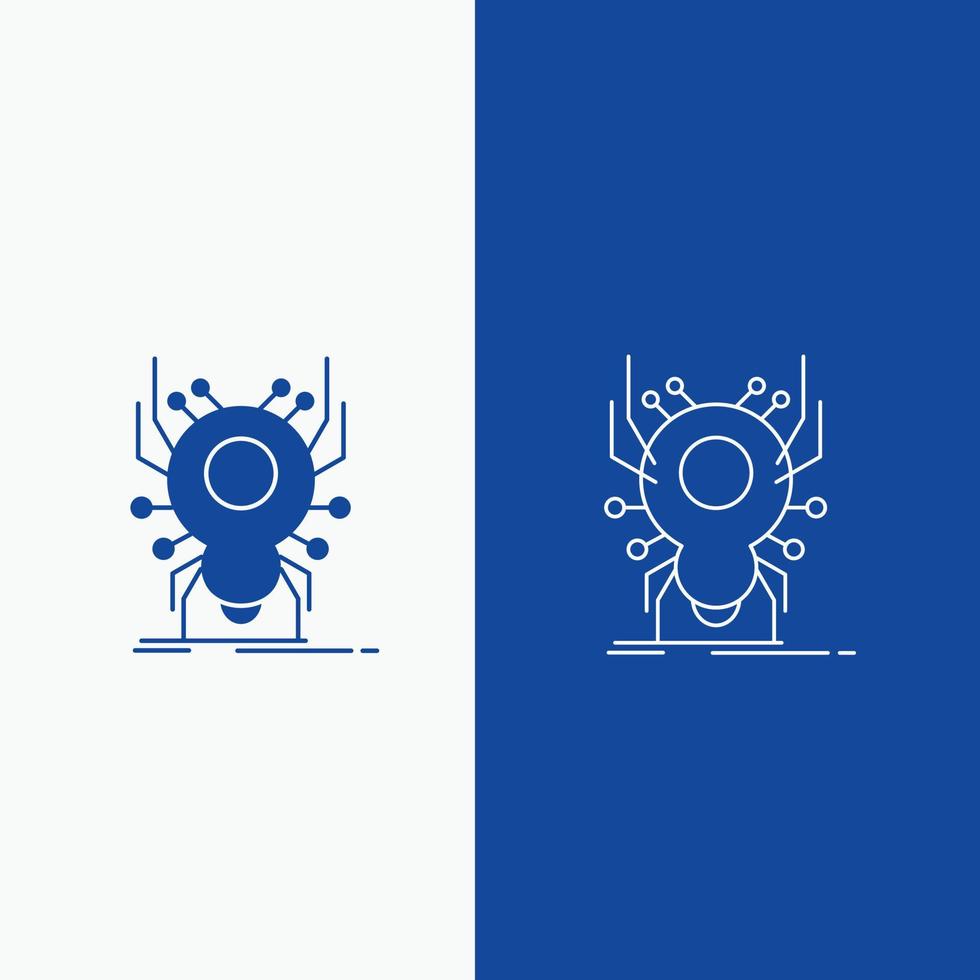 Bug Insect Spider Virus App Line And Glyph Web Button In Blue Color