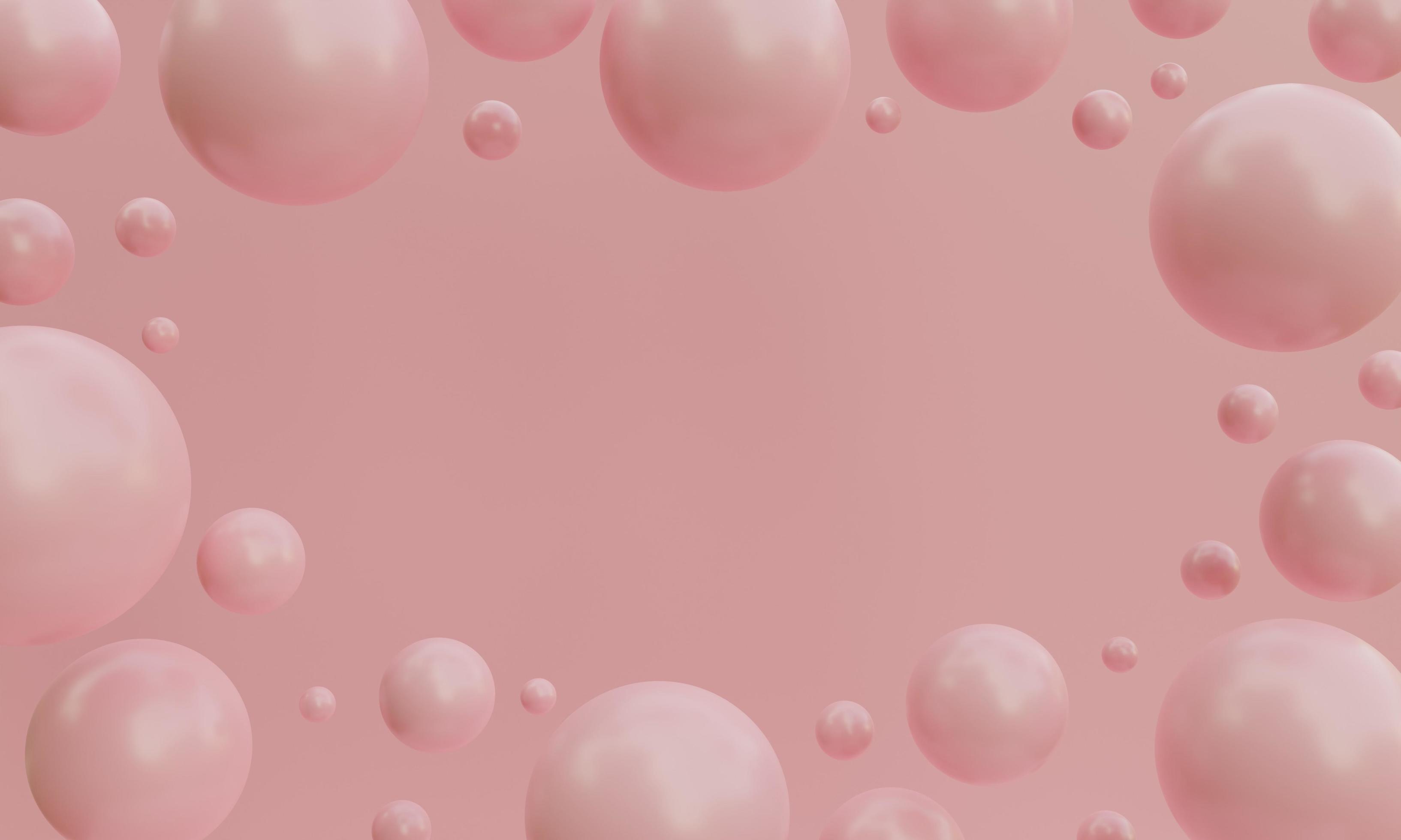 Abstract Pink Background 3d Pink Rendering With Colorful Sphere Balls