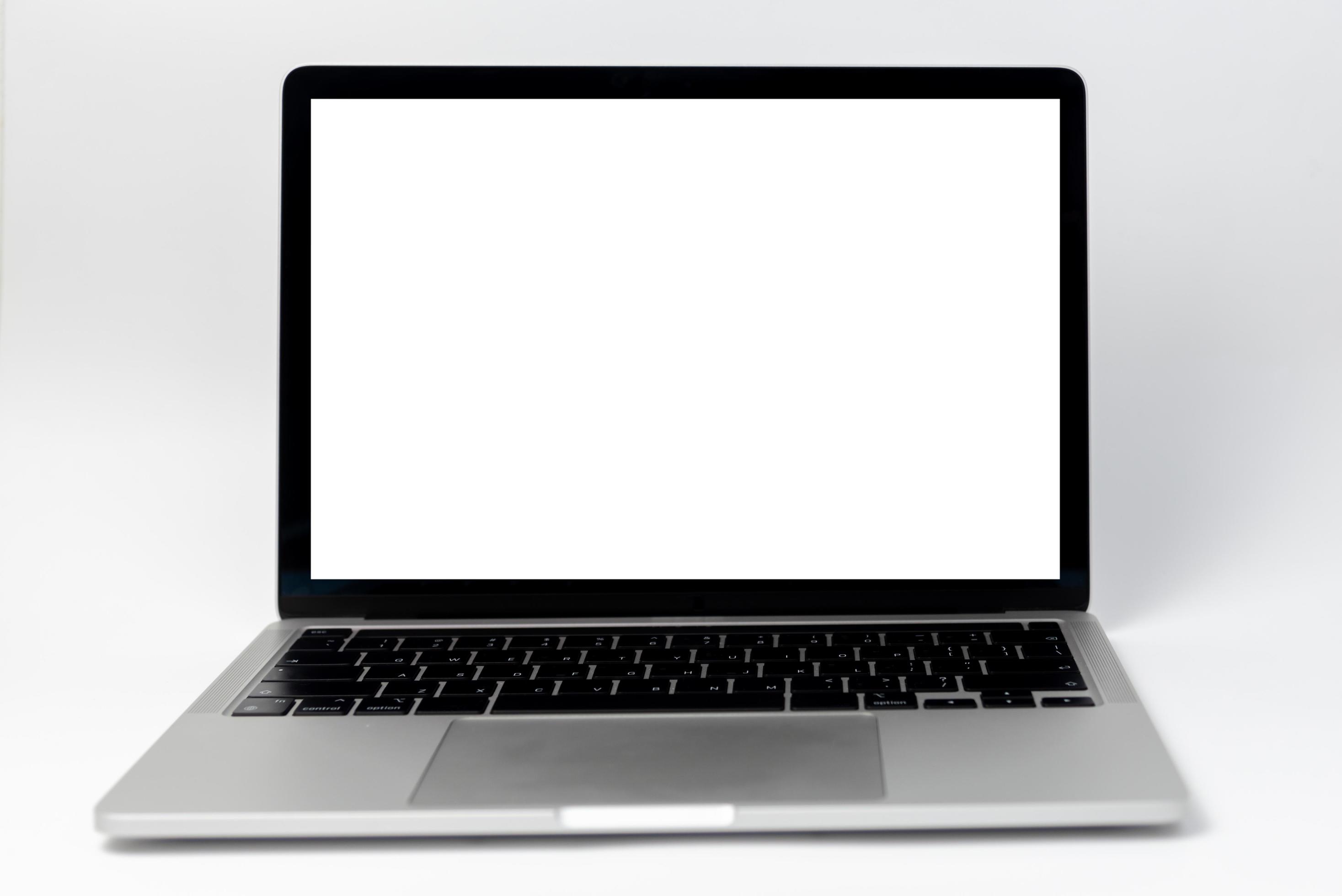laptop computer frame with isolated white background blank screen ...