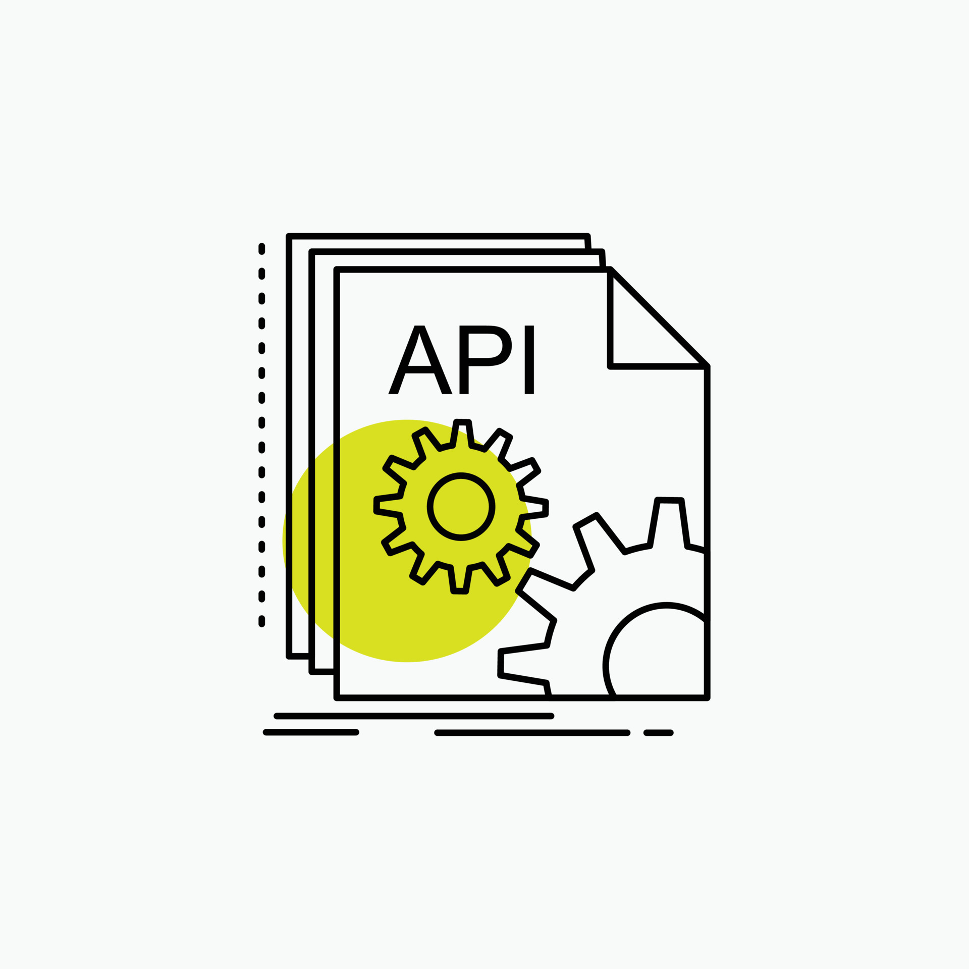 API. aplicación codificación. desarrollador. icono de línea de software ...