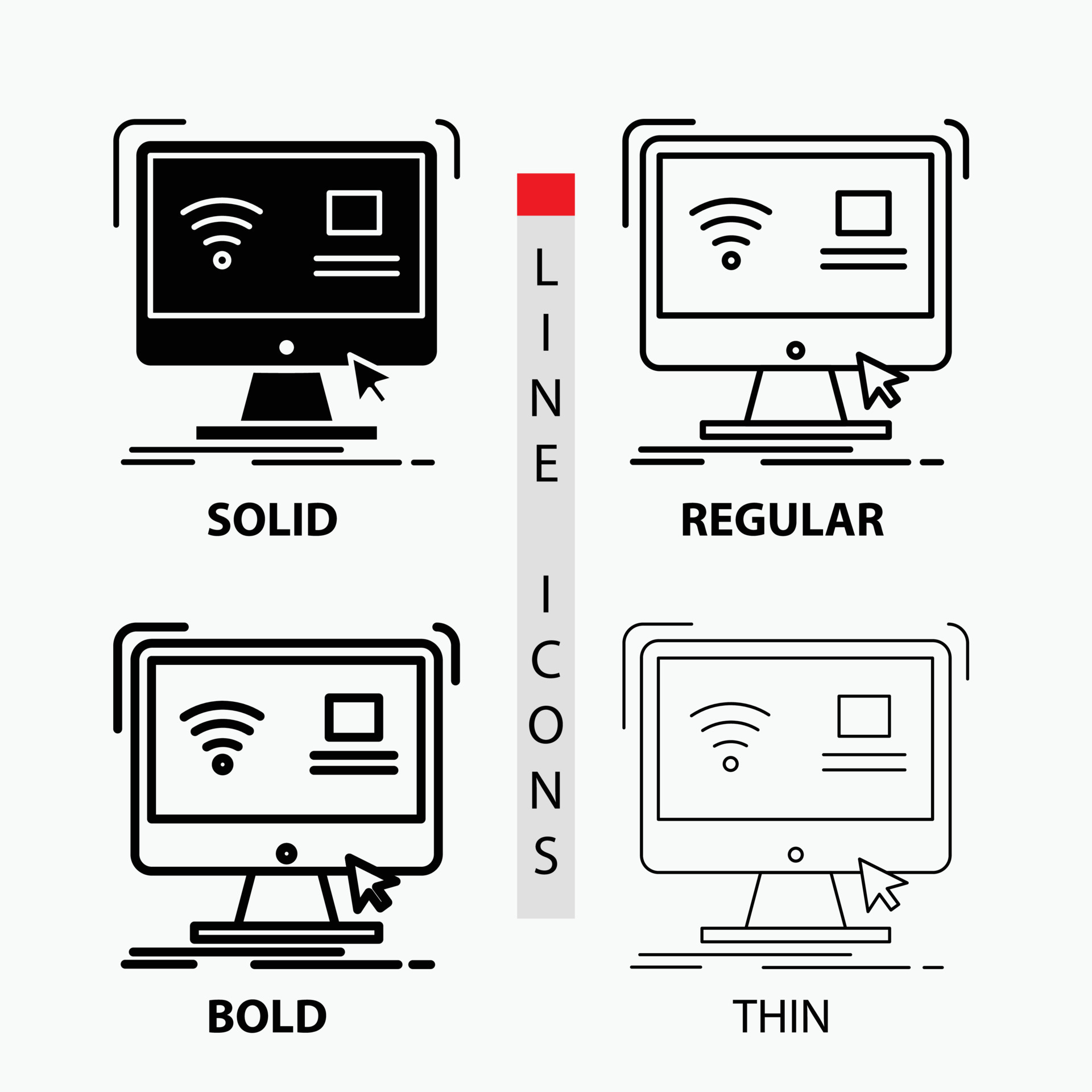 Control Computer Monitor Remote Smart Icon In Thin Regular Bold Line And Glyph Style