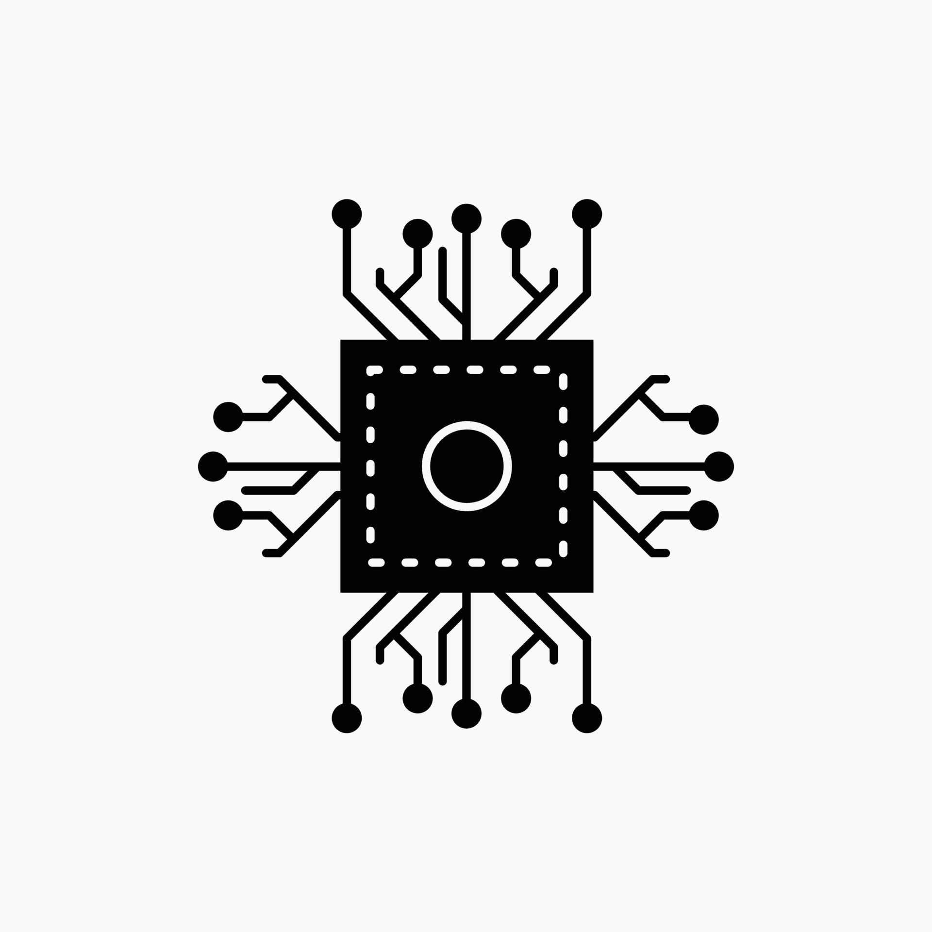 Chip Cpu Microchip Processor Technology Glyph Icon Vector Isolated