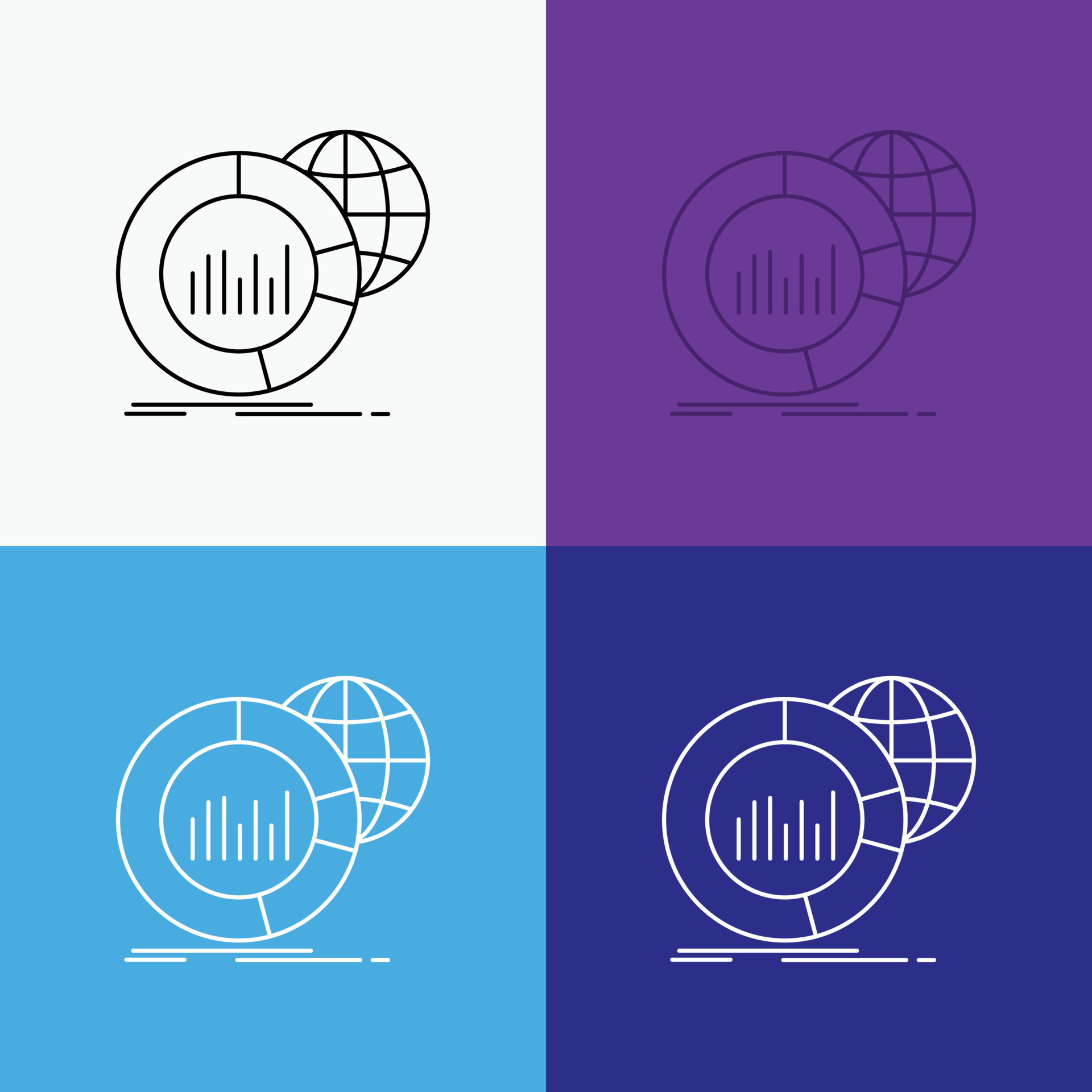 Big. chart. data. world. infographic Icon Over Various Background. Line style design. designed ...