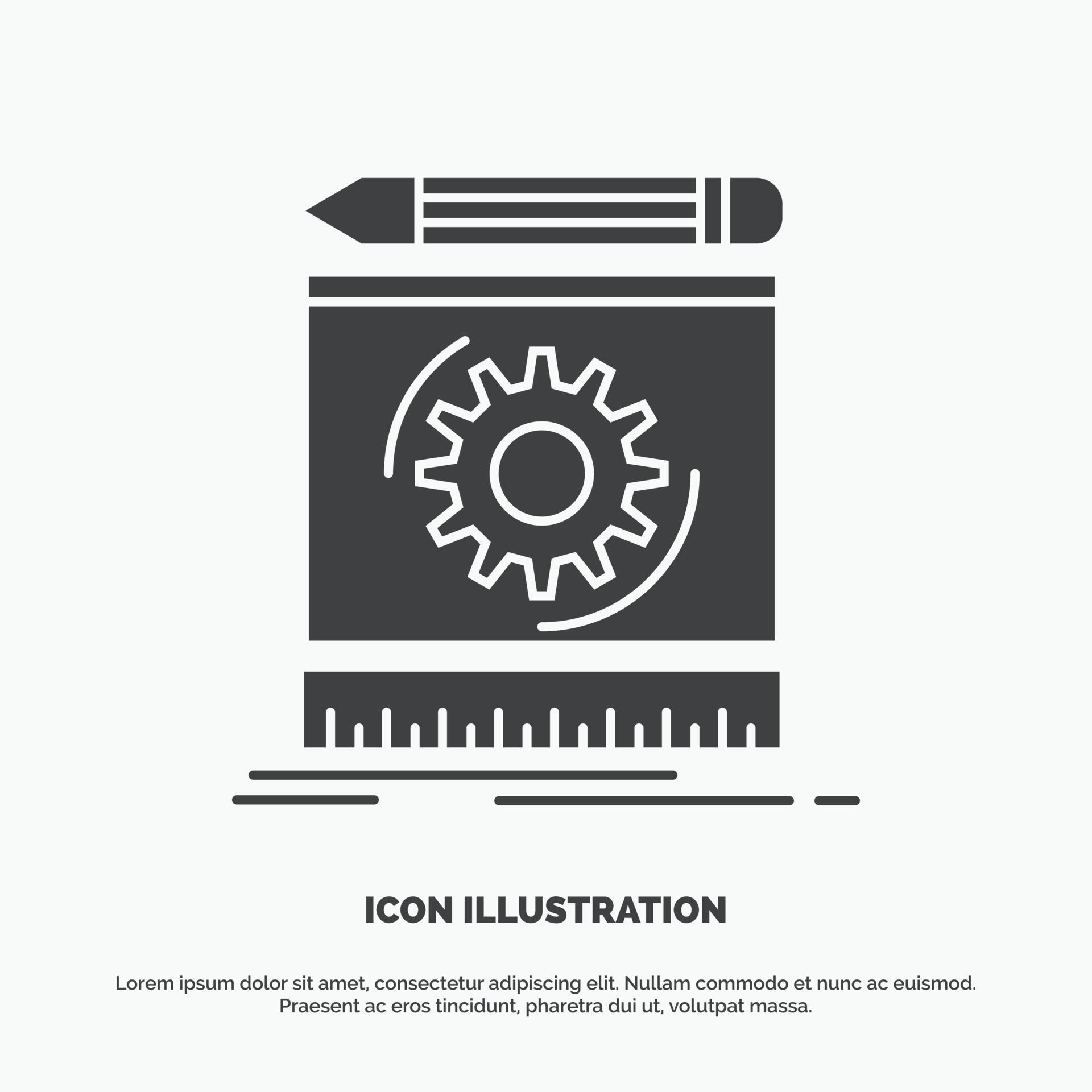 Draft. engineering. process. prototype. prototyping Icon. glyph vector gray symbol for UI and UX ...