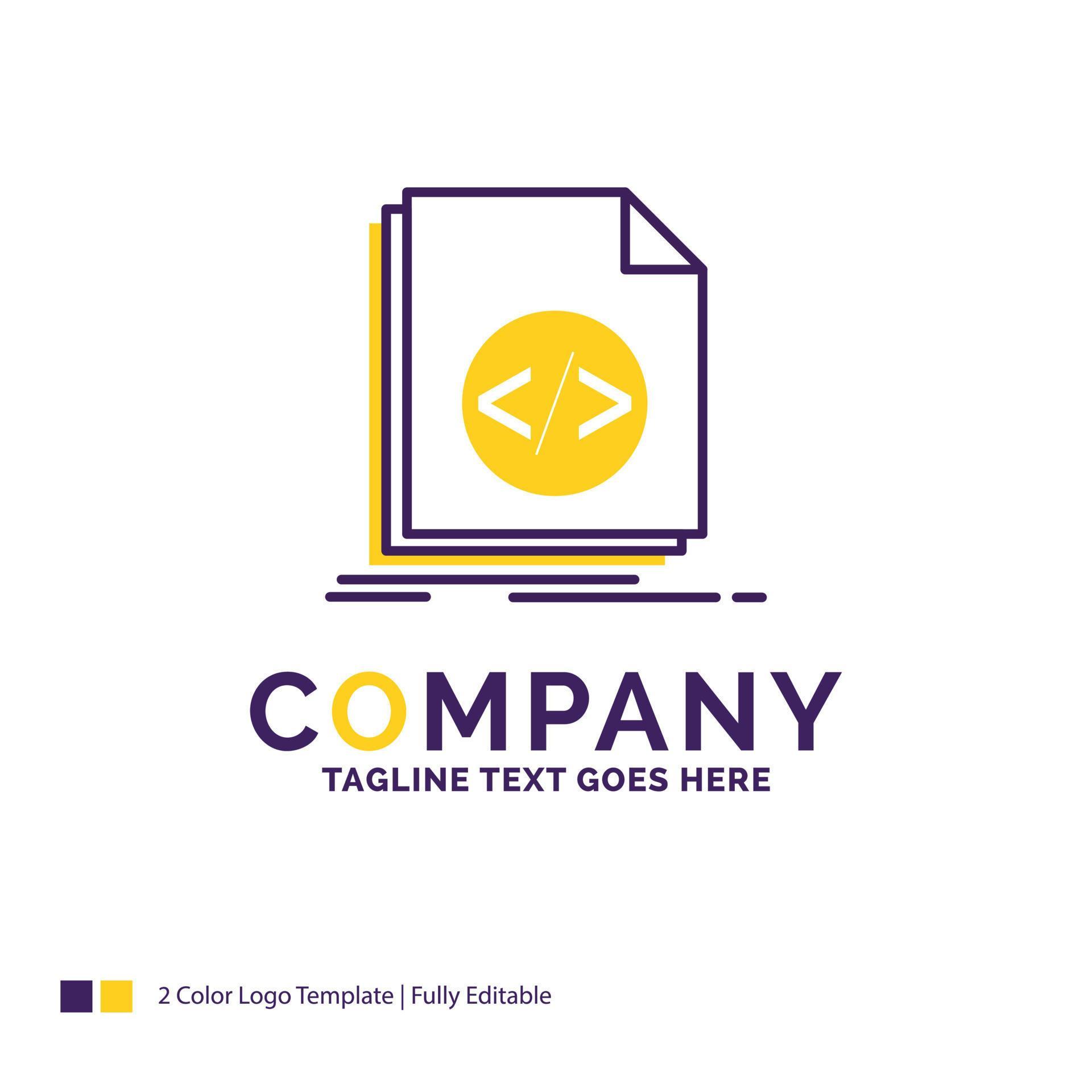 Company Name Logo Design For Code Coding File Programming Script Purple And Yellow Brand