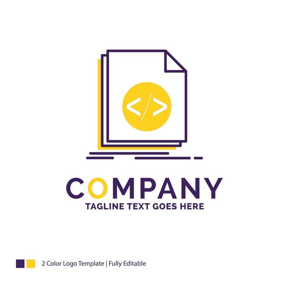 Company Name Logo Design For Code. coding. file. programming. script. Purple and yellow Brand ...