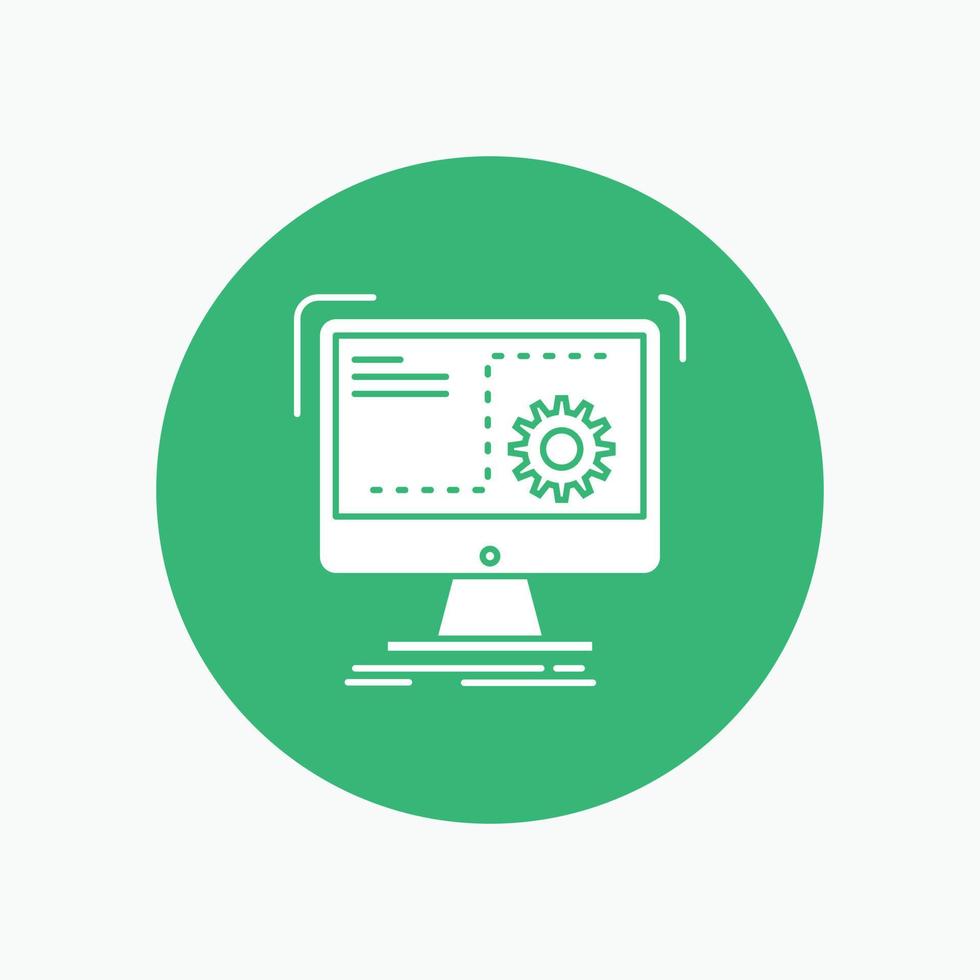Command Computer Function Process Progress White Glyph Icon In Circle Vector Button