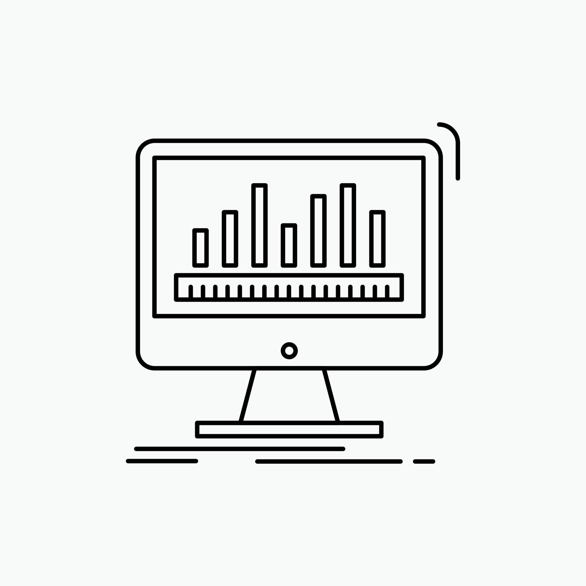 Analytics Processing Dashboard Data Stats Line Icon Vector