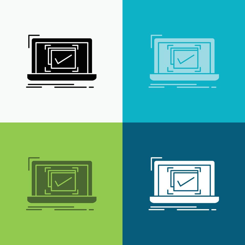 System Monitoring Checklist Good Ok Icon Over Various Background Glyph Style Design