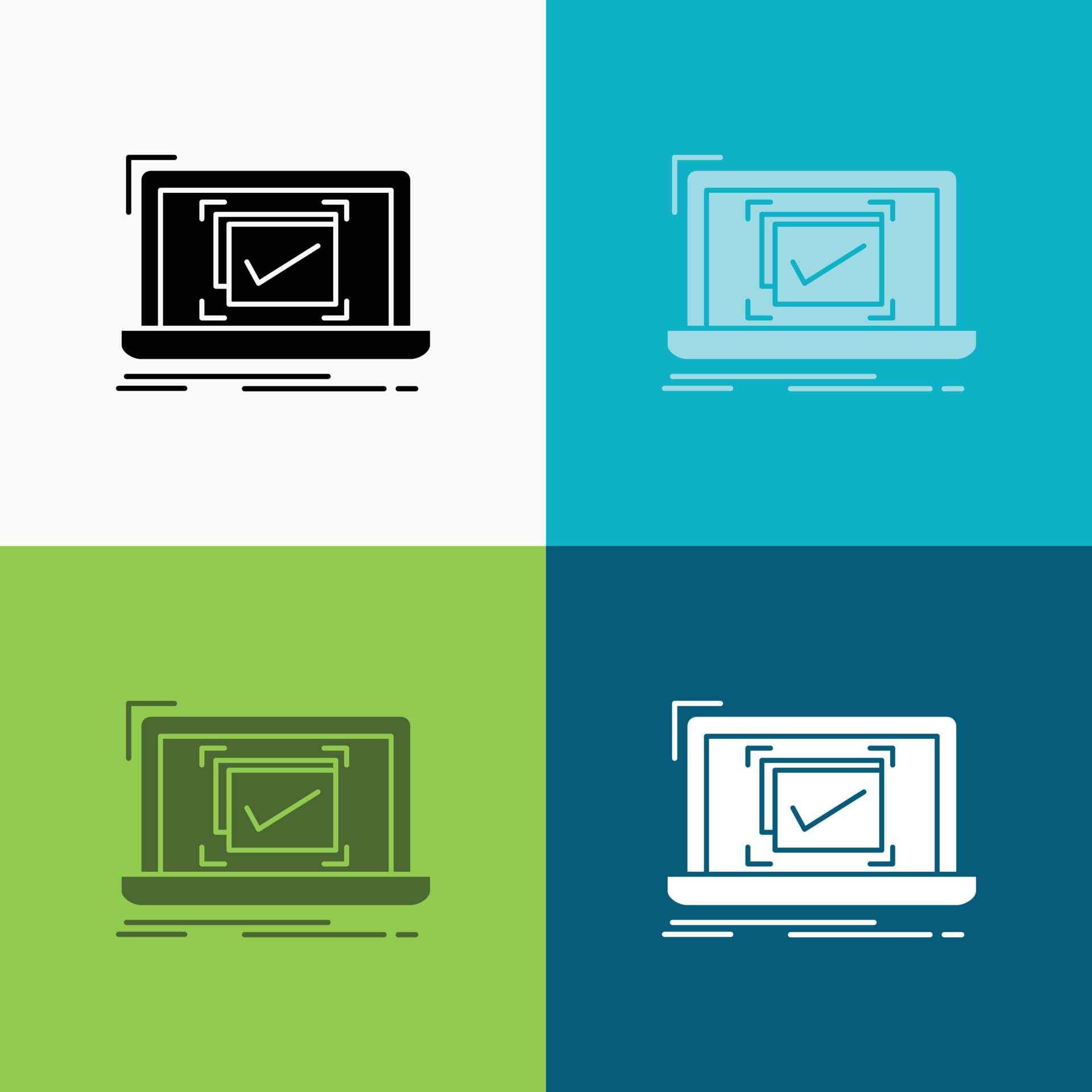 System Monitoring Checklist Good Ok Icon Over Various Background Glyph Style Design