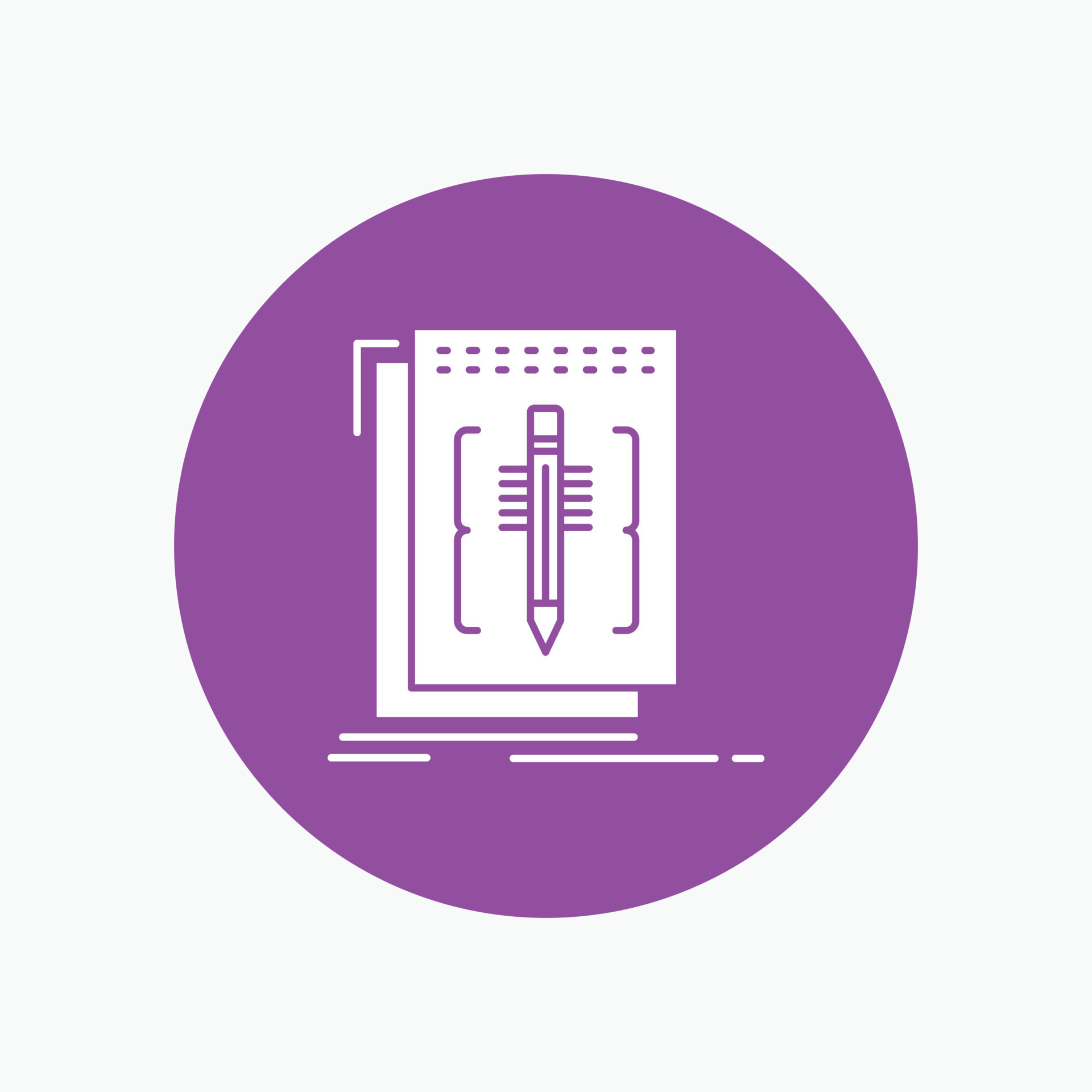 Code Edit Editor Language Program White Glyph Icon In Circle Vector Button Illustration