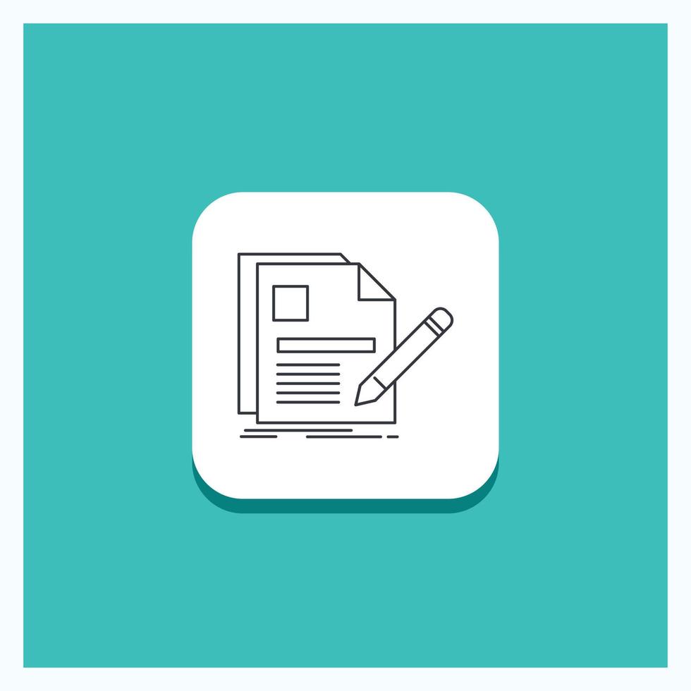 Round Button for document. file. page. pen. Resume Line icon Turquoise ... Round Button for document. file. page. pen. Resume Line icon Turquoise ...