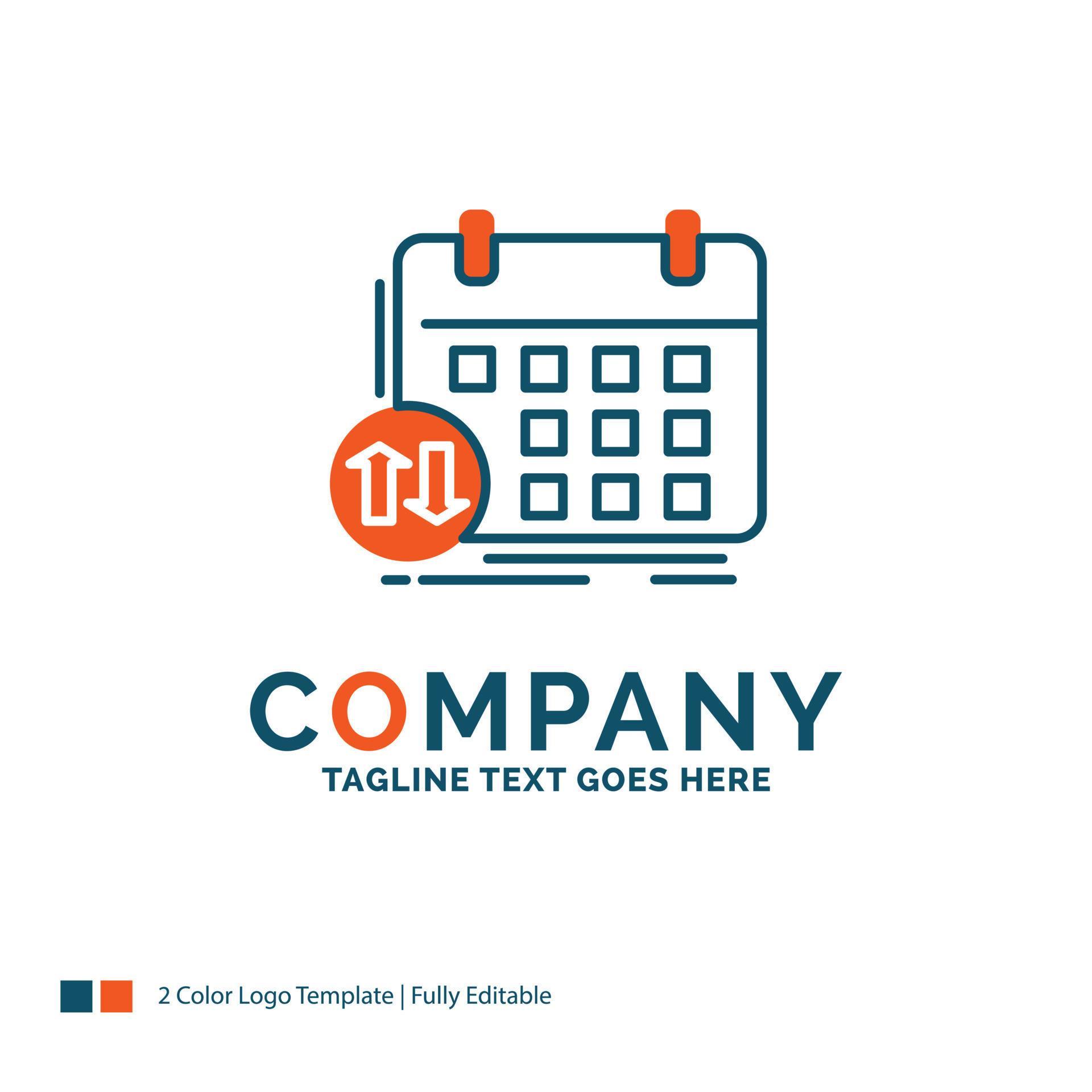 Schedule Classes Timetable Appointment Event Logo Design Blue And Orange Brand Name Design