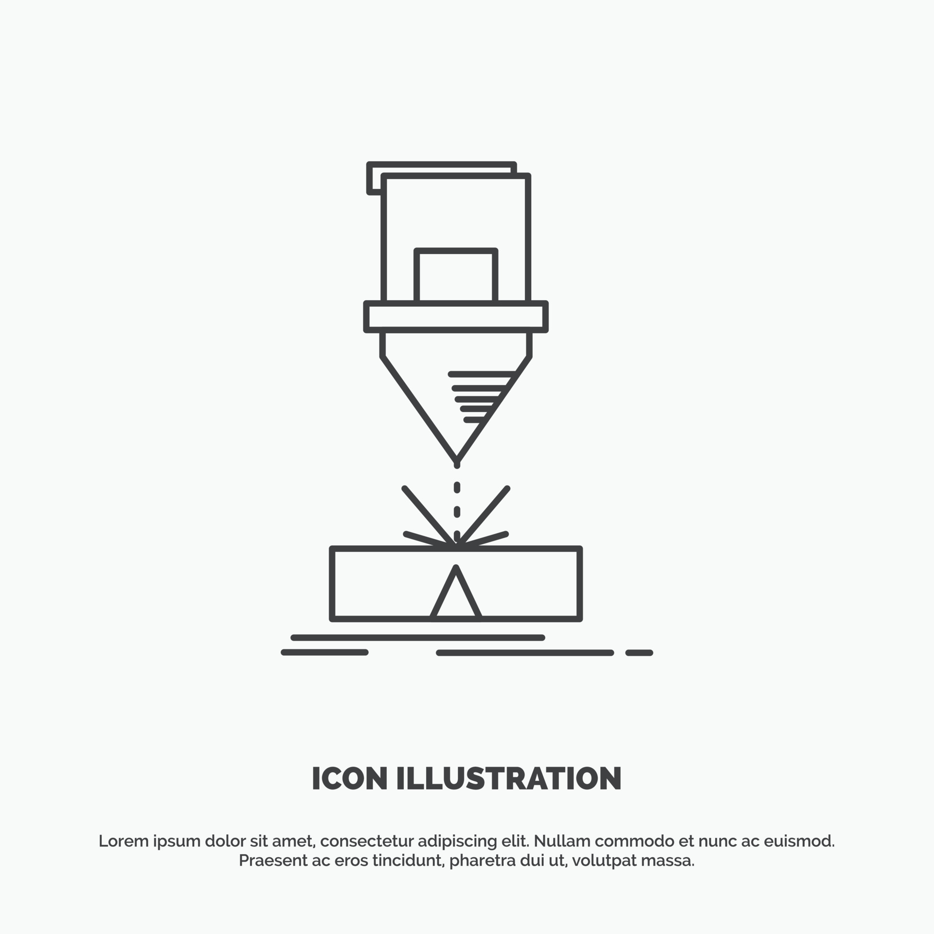 Cutting. engineering. fabrication. laser. steel Icon. Line vector gray symbol for UI and UX ...