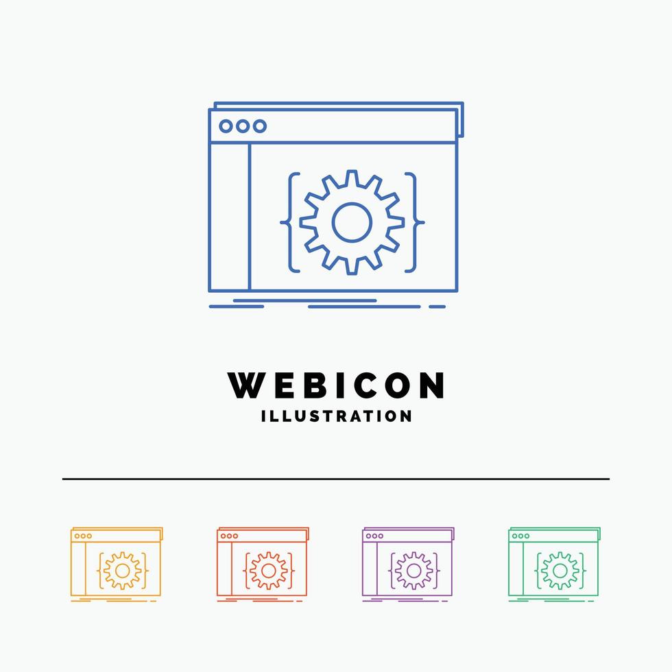 Api App Coding Developer Software 5 Color Line Web Icon Template Isolated On White Vector