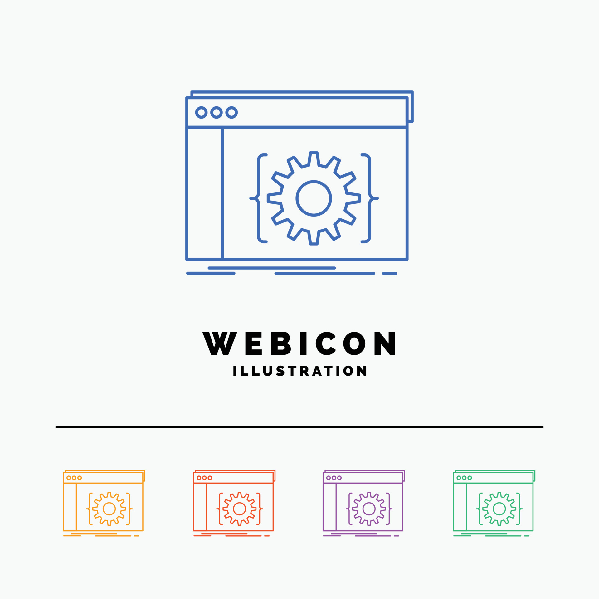 Api App Coding Developer Software 5 Color Line Web Icon Template Isolated On White Vector