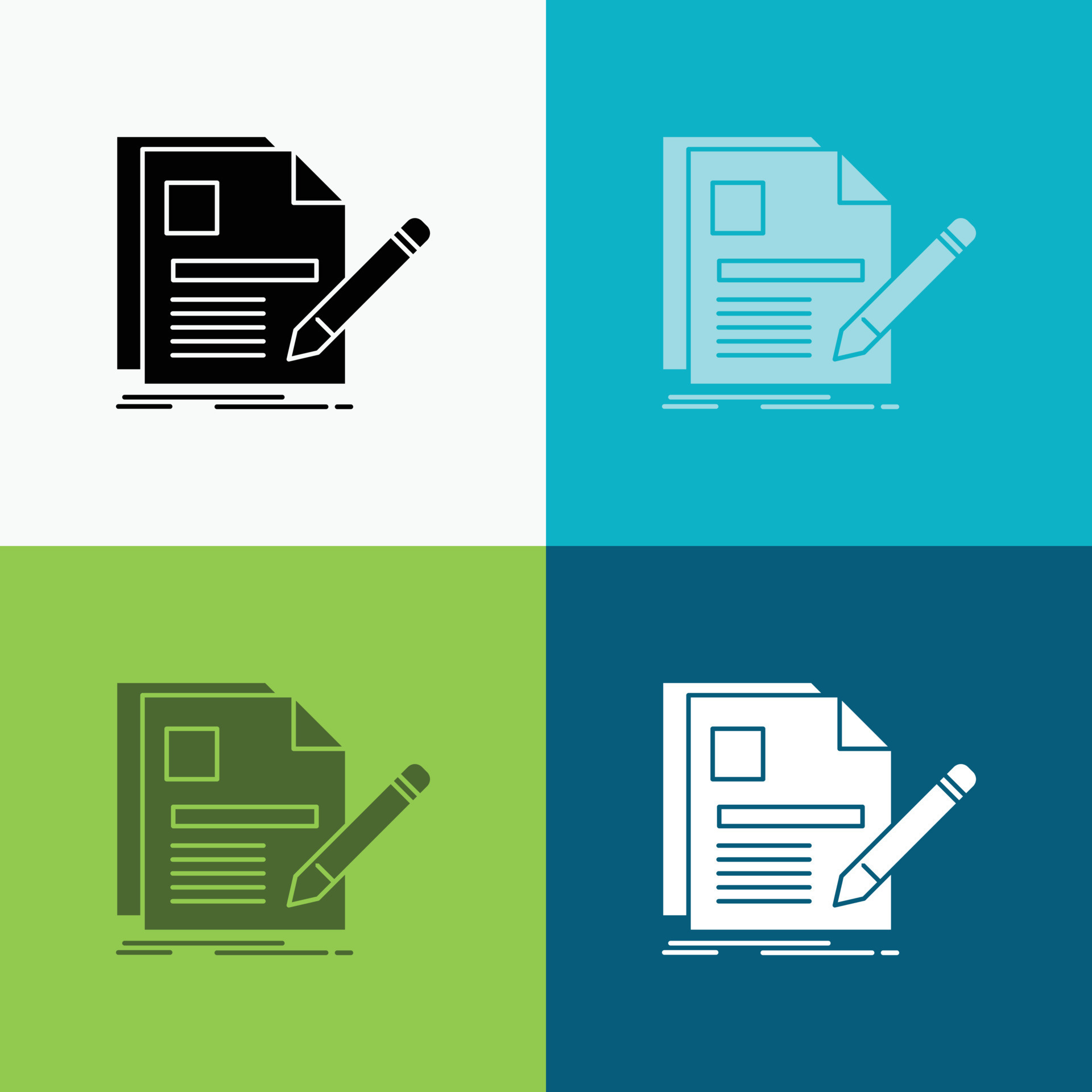Document File Page Pen Resume Icon Over Various Background Glyph