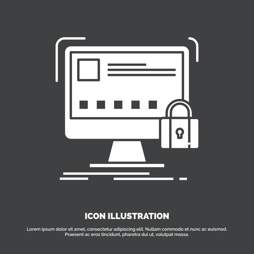 Protect Protection Lock Safety Secure Icon Glyph Vector Symbol For Ui And Ux Website Or