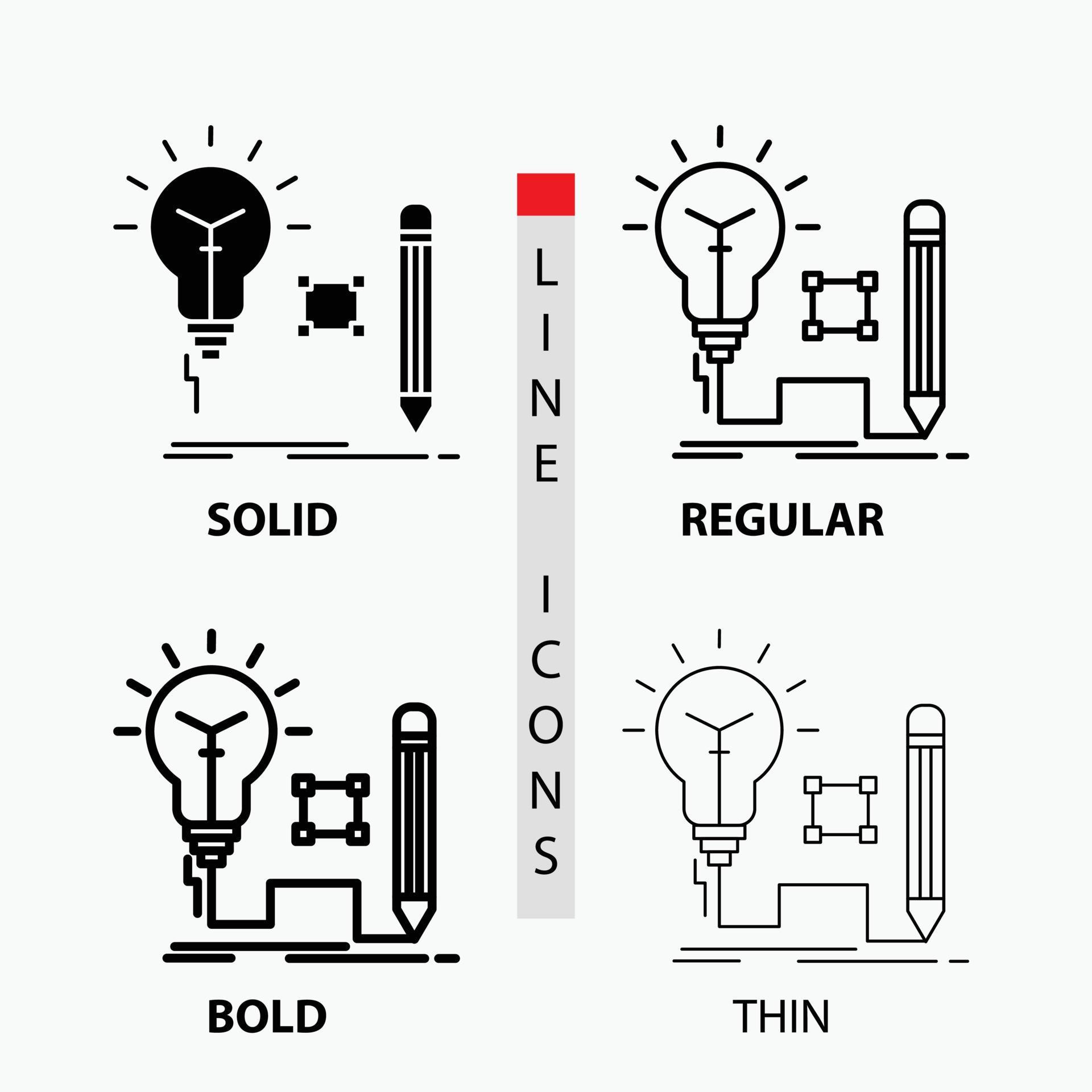 Idea. insight. key. lamp. lightbulb Icon in Thin. Regular. Bold Line and Glyph Style. Vector ...