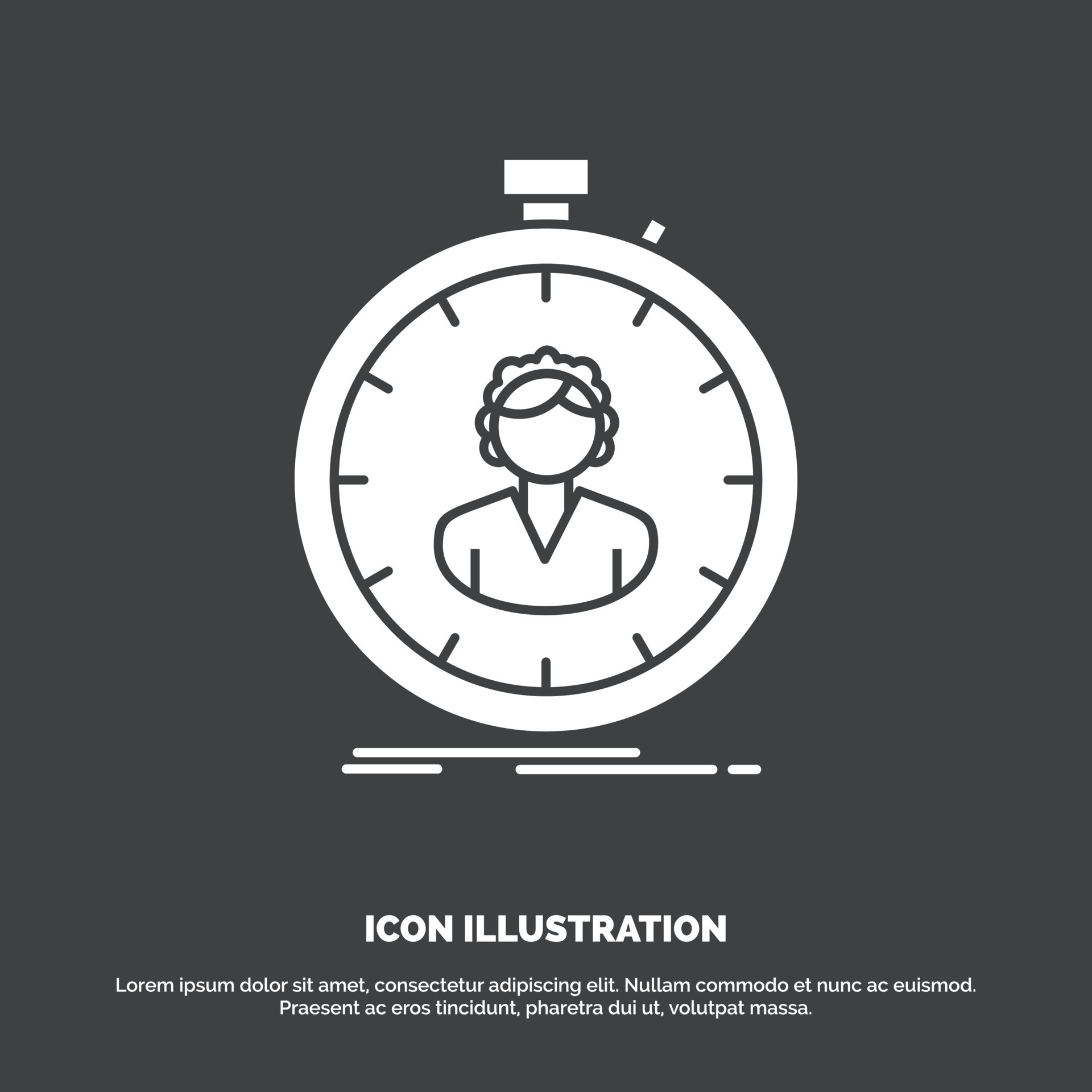 Fast Speed Stopwatch Timer Girl Icon Glyph Vector Symbol For Ui