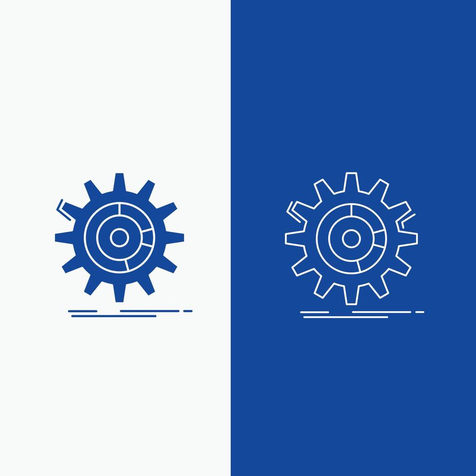 Setting Data Management Process Progress Line And Glyph Web Button In Blue Color Vertical