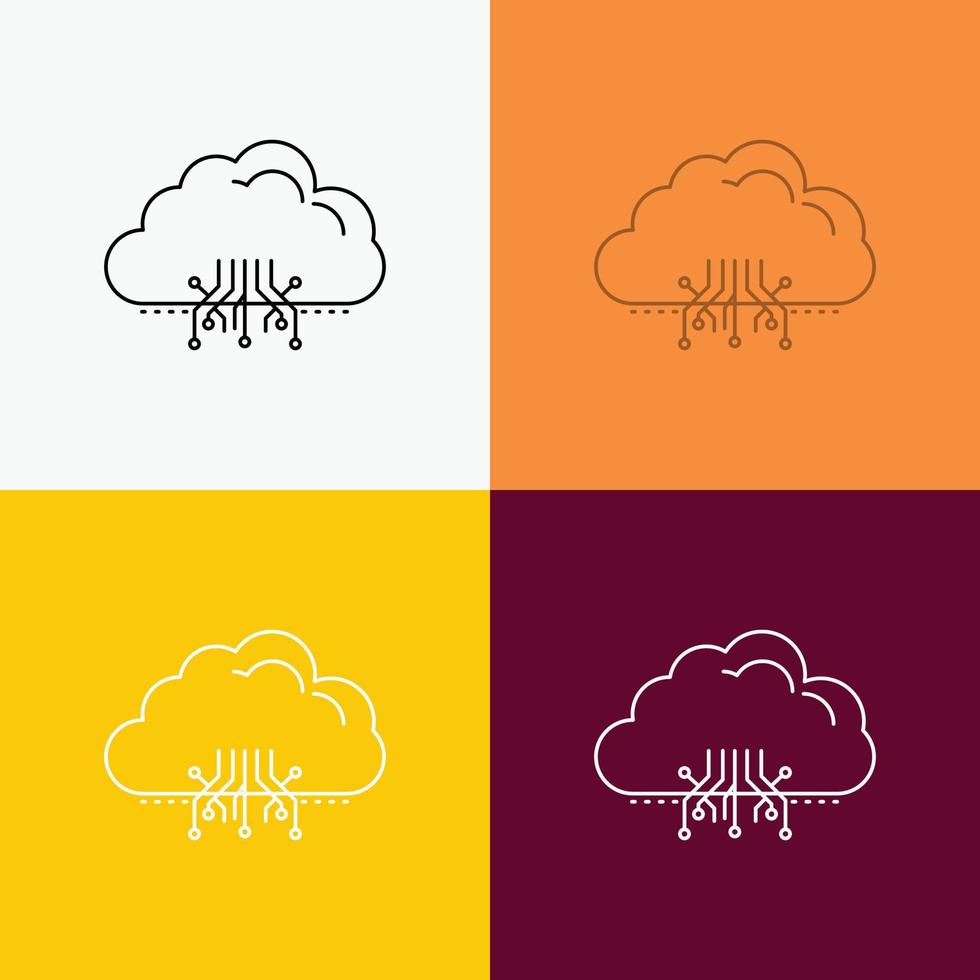cloud. computing. data. hosting. network Icon Over Various Background. Line style design ...