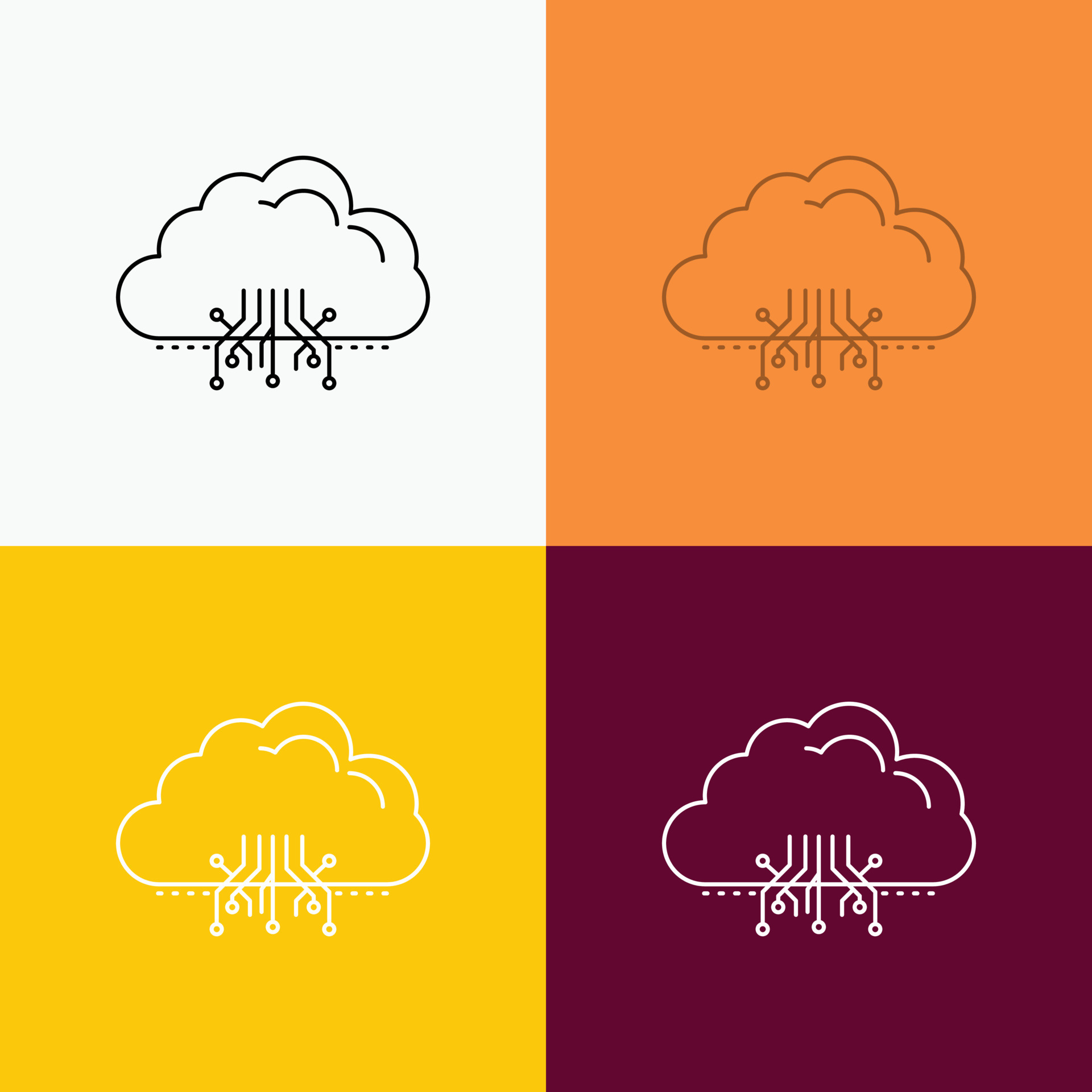 Cloud Computing Data Hosting Network Icon Over Various Background