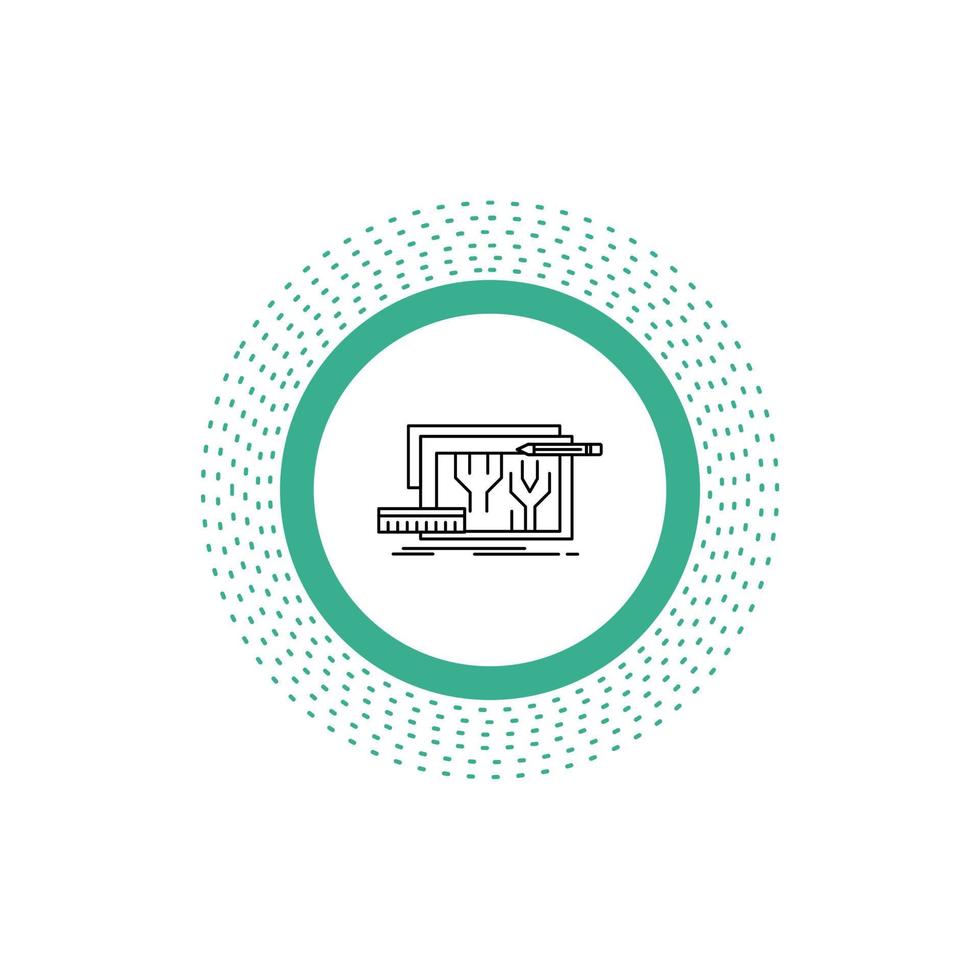 Architecture Blueprint Circuit Design Engineering Line Icon Vector