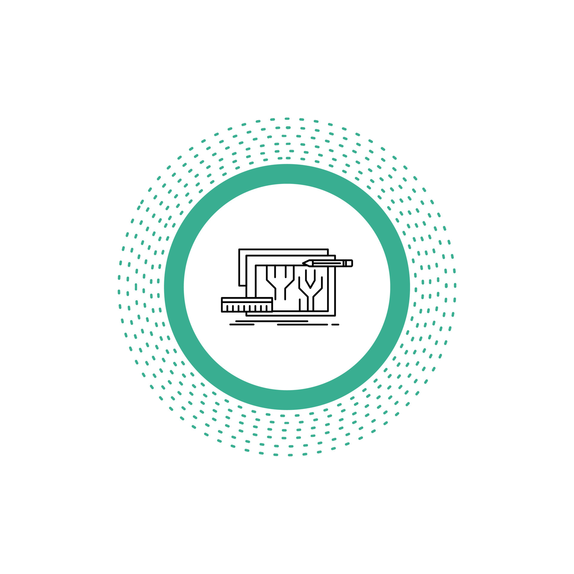 Architecture Blueprint Circuit Design Engineering Line Icon Vector
