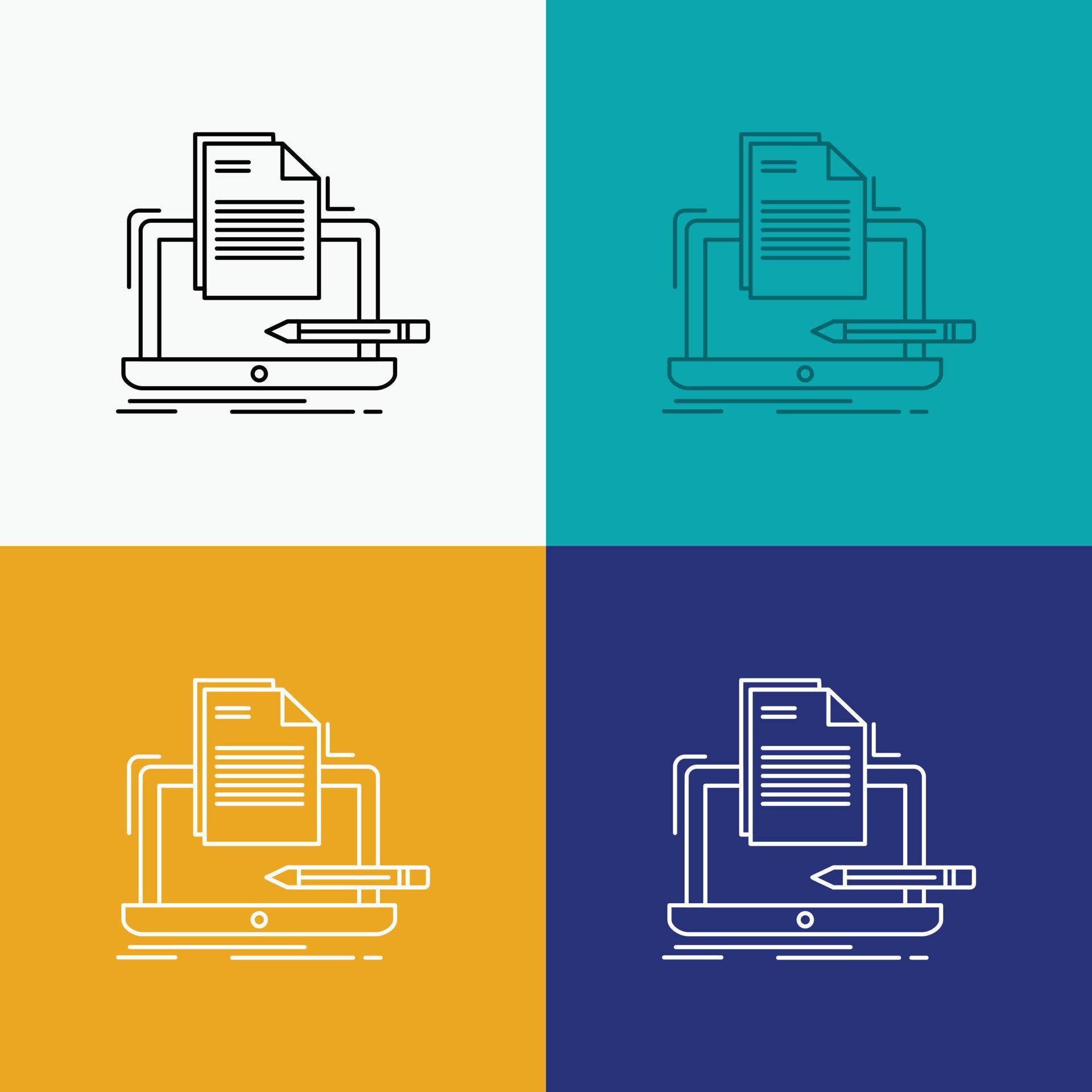 Coder Coding Computer List Paper Icon Over Various Background Line Style Design Designed