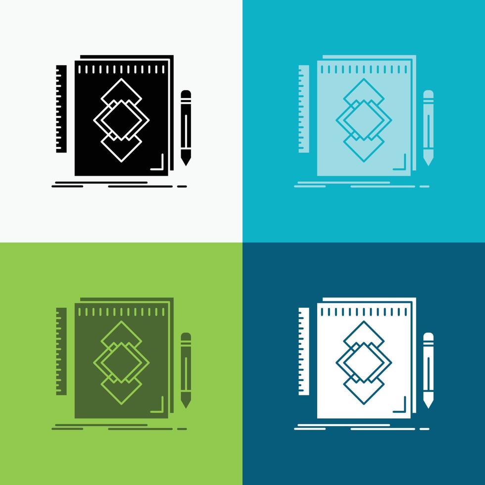 design. Tool. identity. draw. development Icon Over Various Background. glyph style design ...